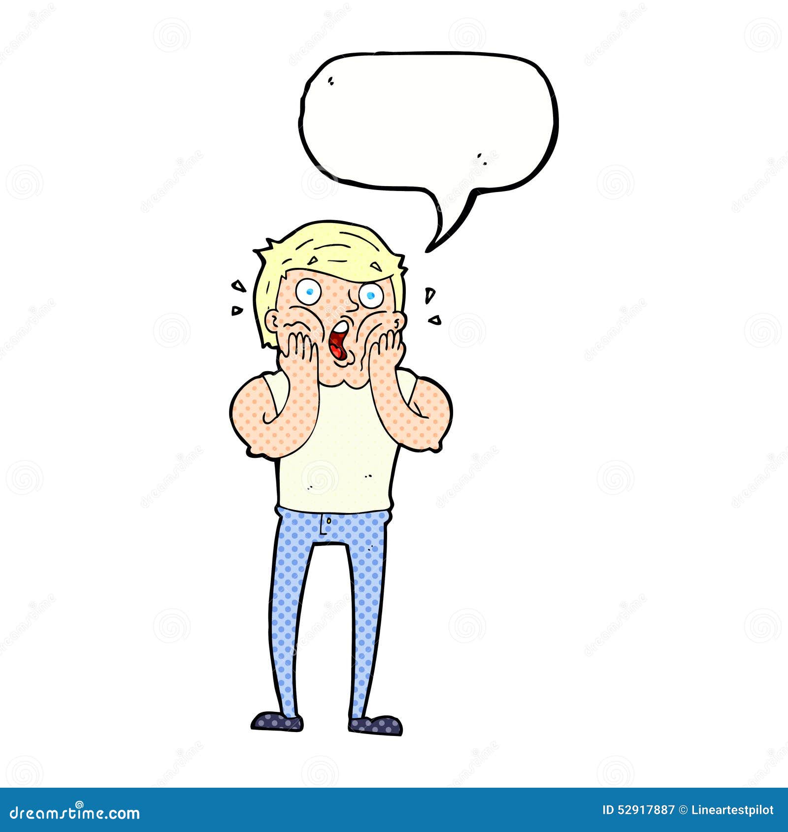 Cartoon Gasping Man with Speech Bubble Stock Illustration ...