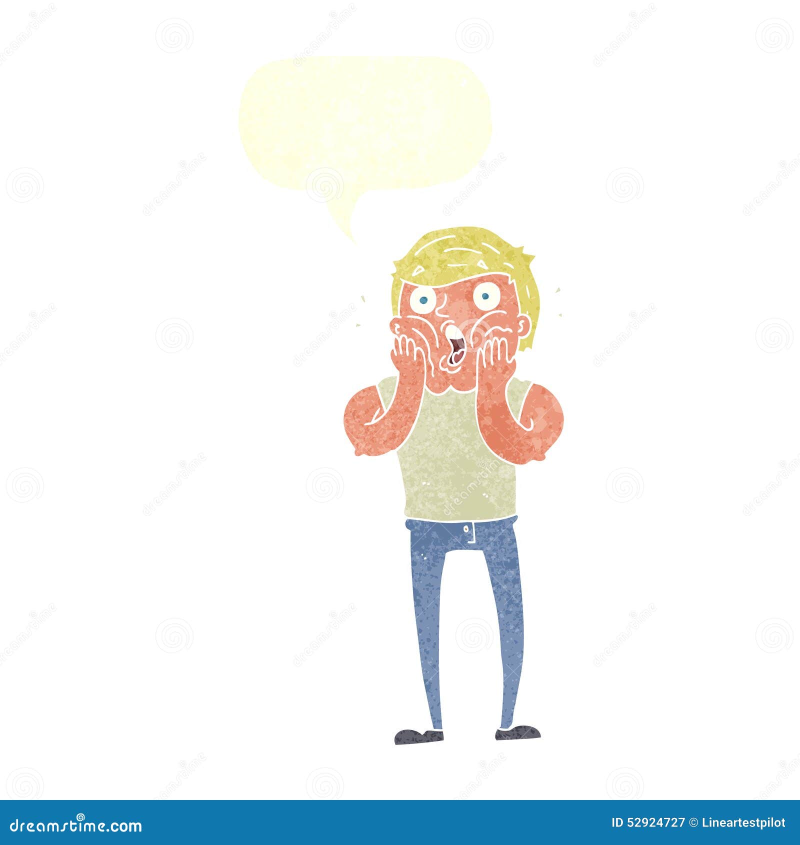 Cartoon Gasping Man with Speech Bubble Stock Illustration ...