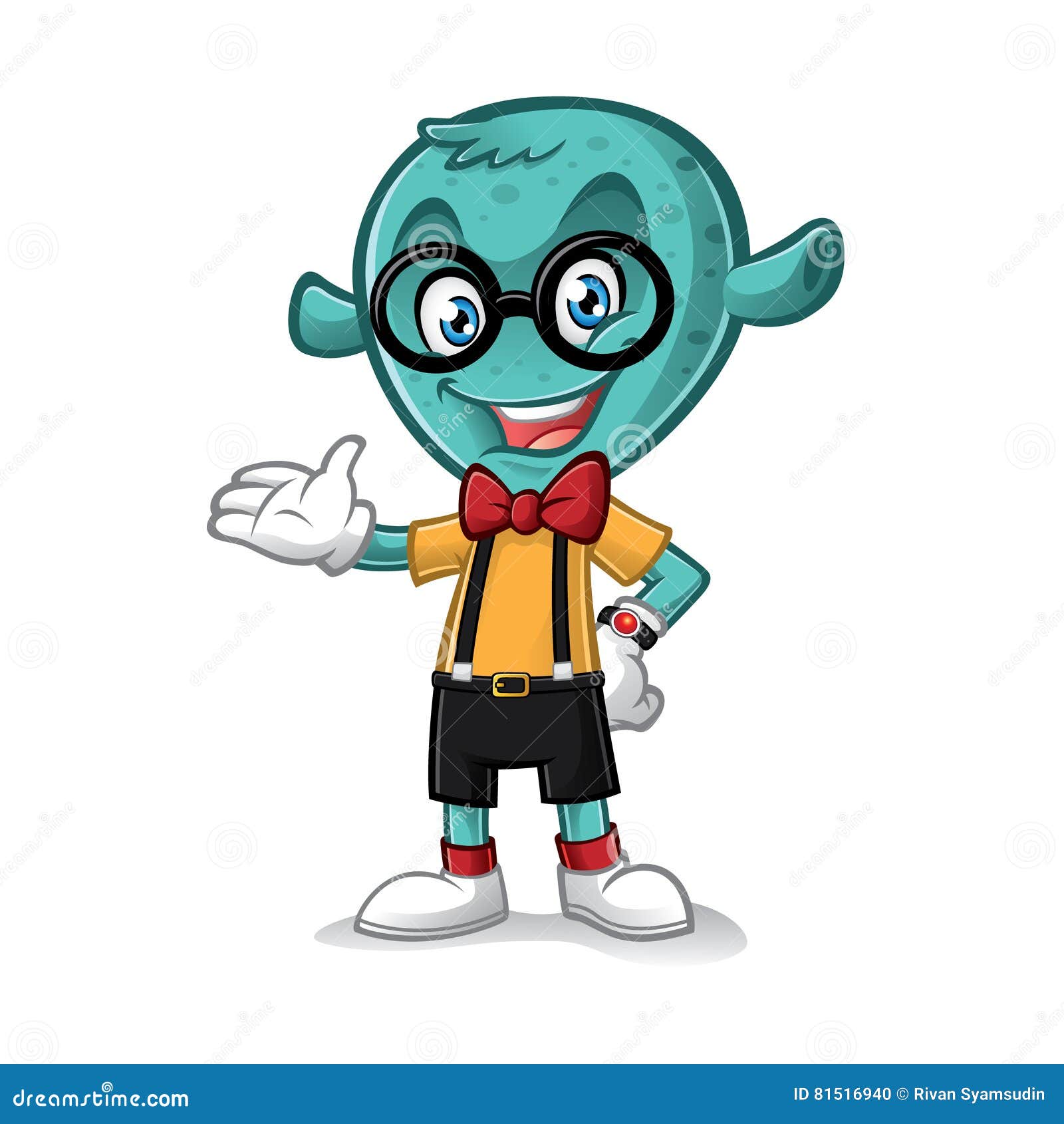 Cartoon Geek Alien stock vector. Illustration of green - 81516940