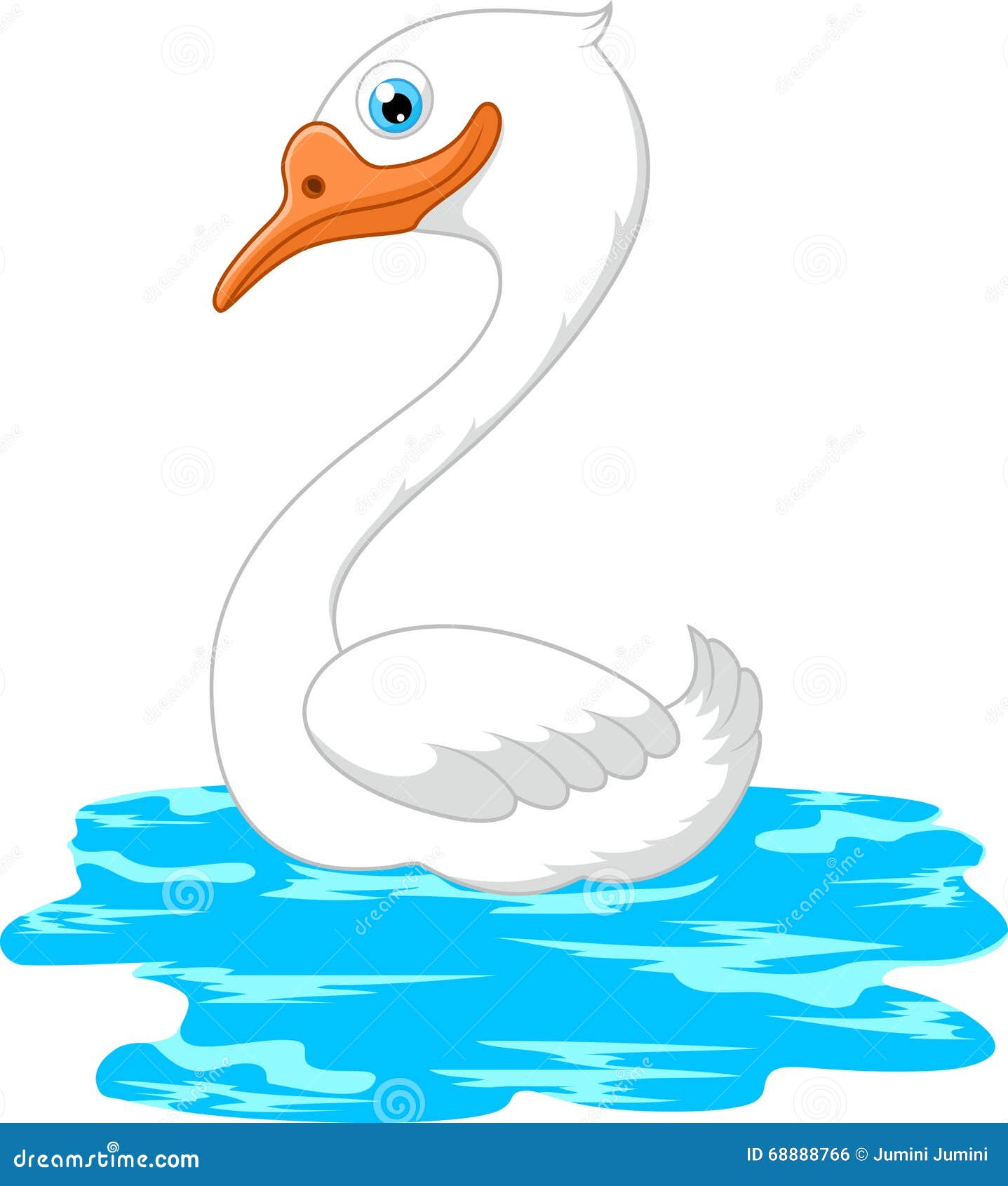 Cartoon geese on the pond stock vector. Illustration of hand - 68888766