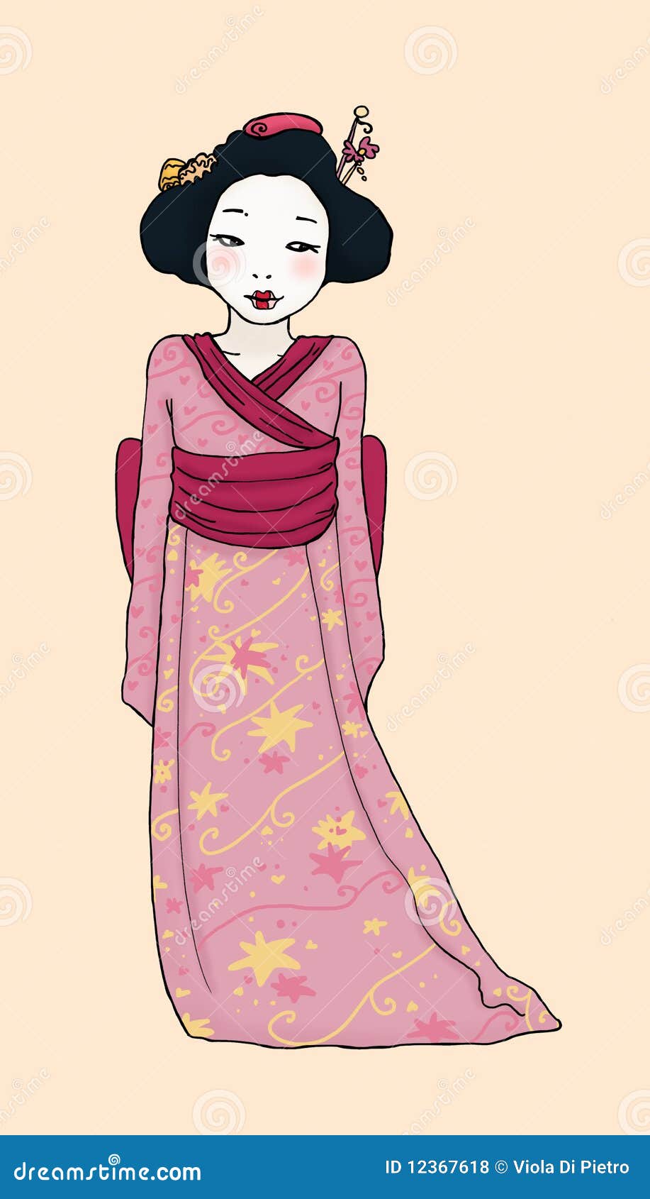 Cartoon geisha stock illustration. Illustration of wear - 12367618