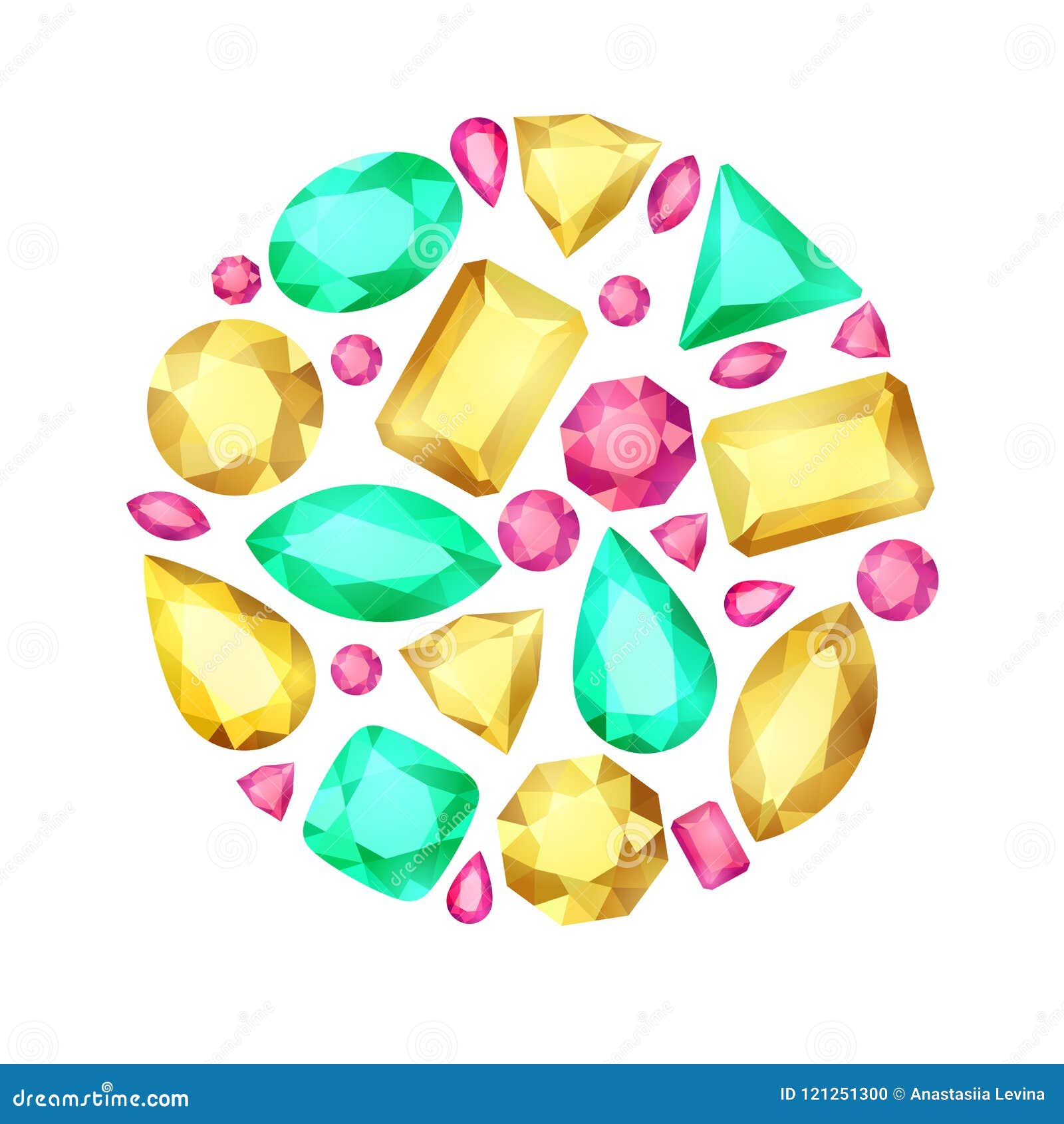 Cartoon Gem Circle Composition Stock Vector - Illustration of icon ...