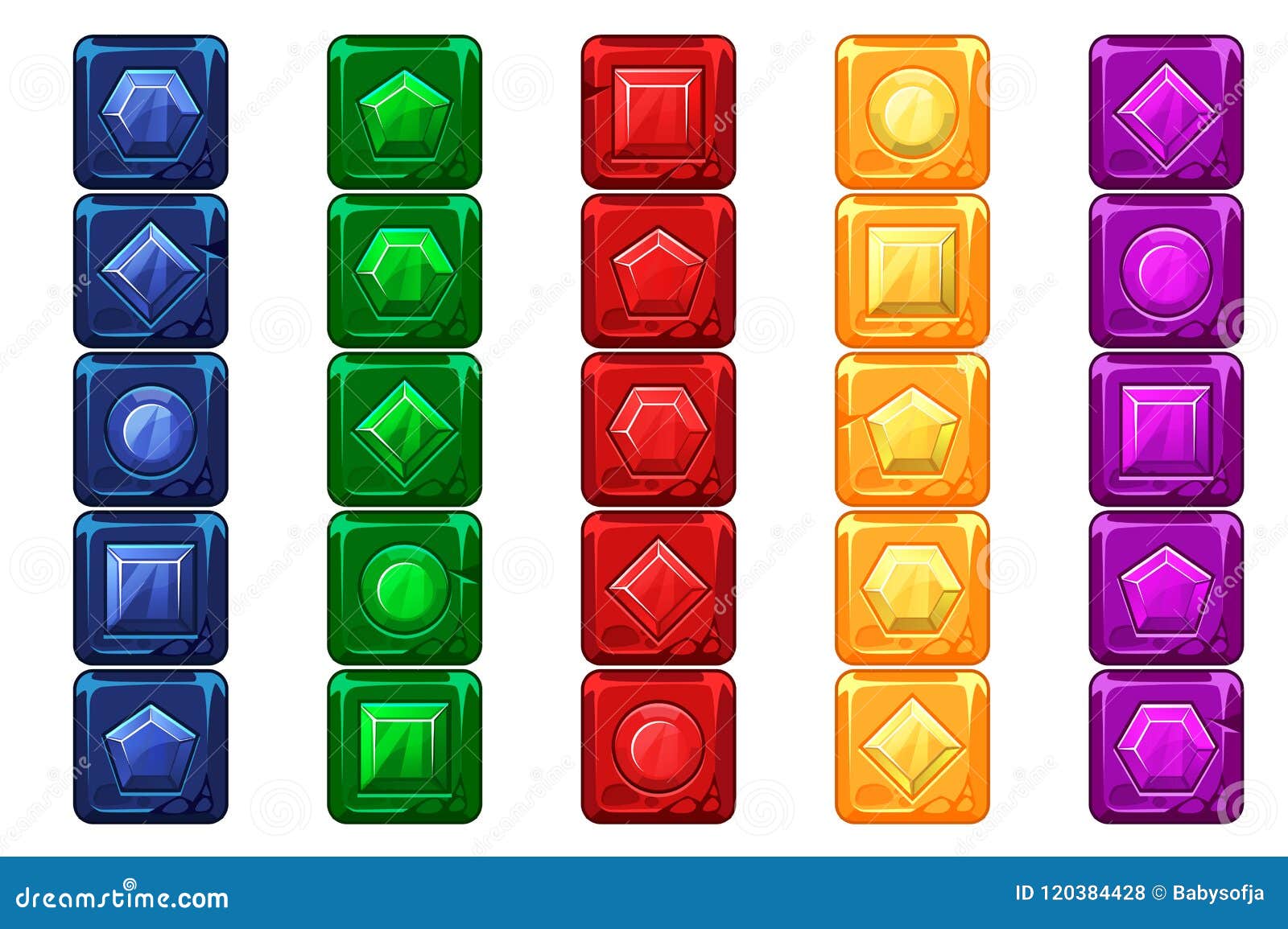 Cartoon Gems, Multi-colored Stone Buttons for Ui Game Stock Vector ...