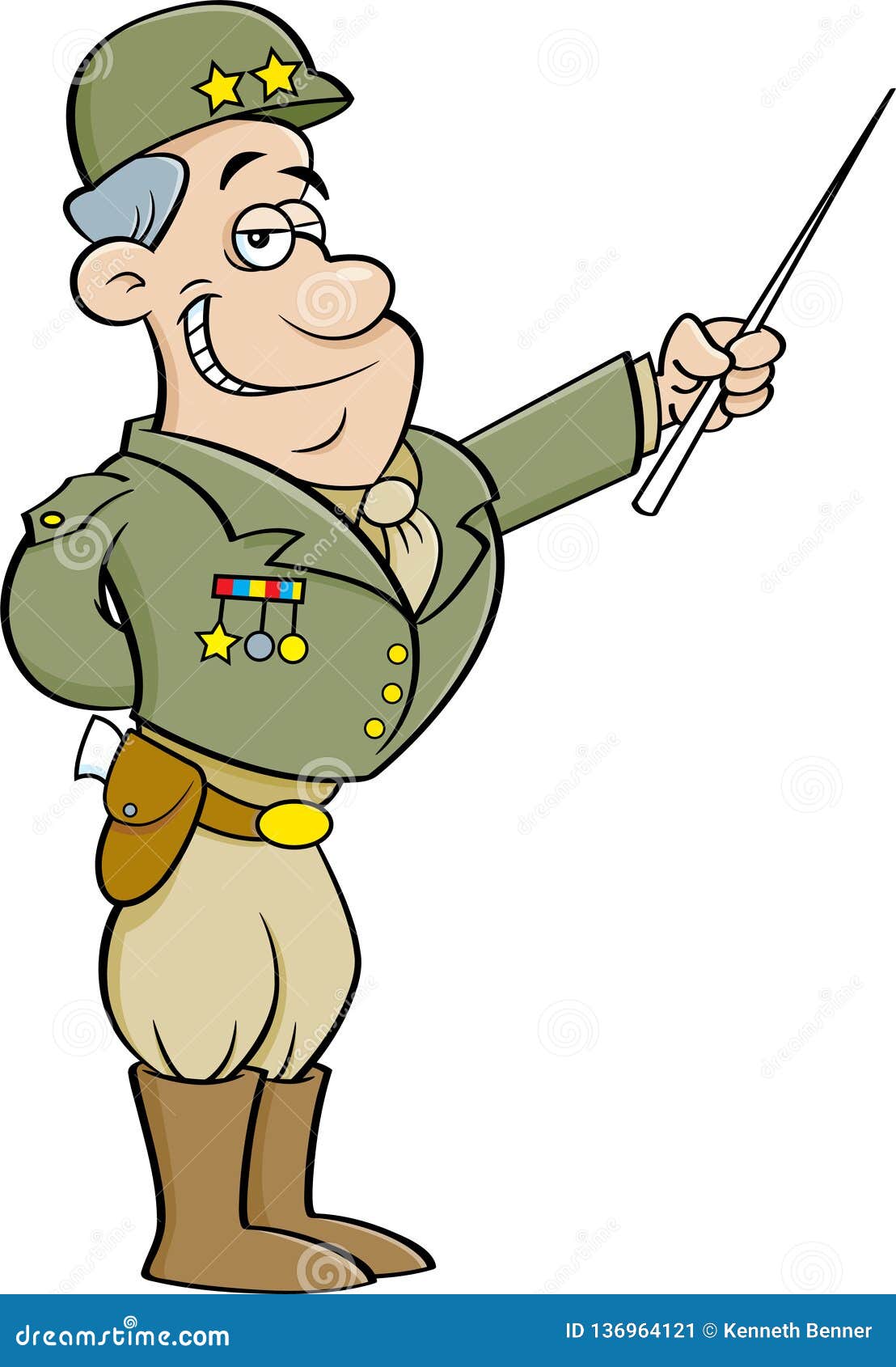 Cartoon General in a Uniform Pointing. Stock Vector - Illustration of ...
