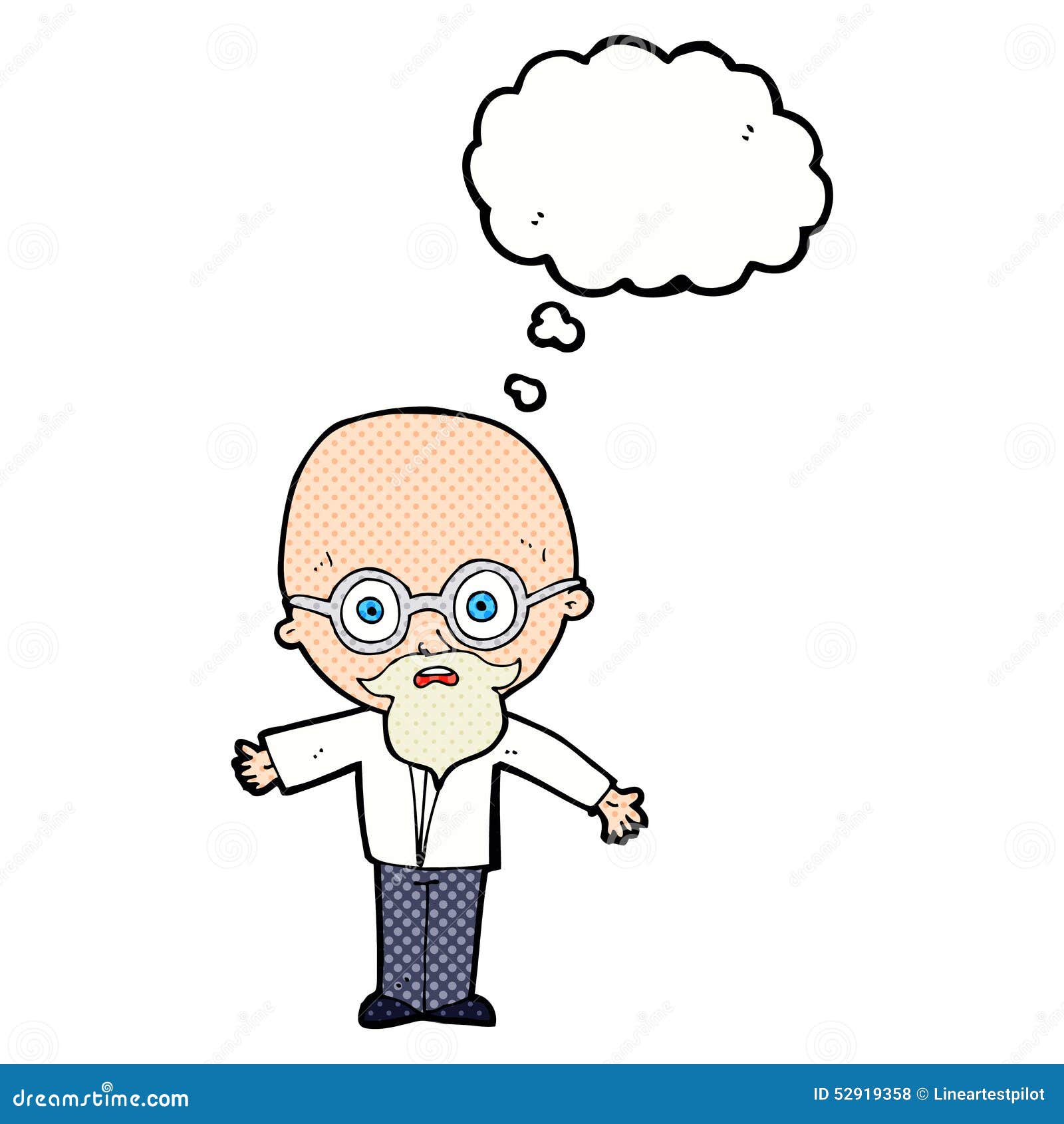 Cartoon Genius Scientist with Thought Bubble Stock Illustration ...