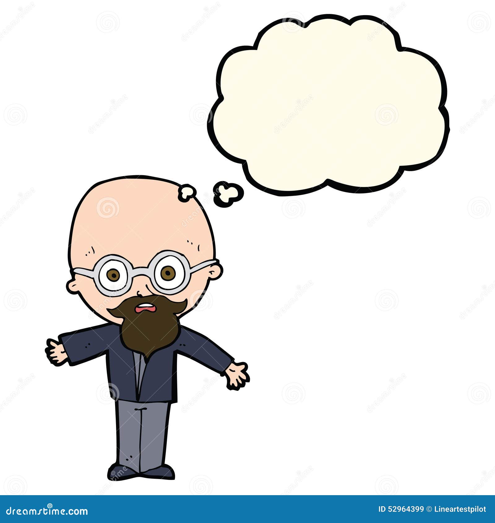 Cartoon Genius Scientist with Thought Bubble Stock Illustration ...