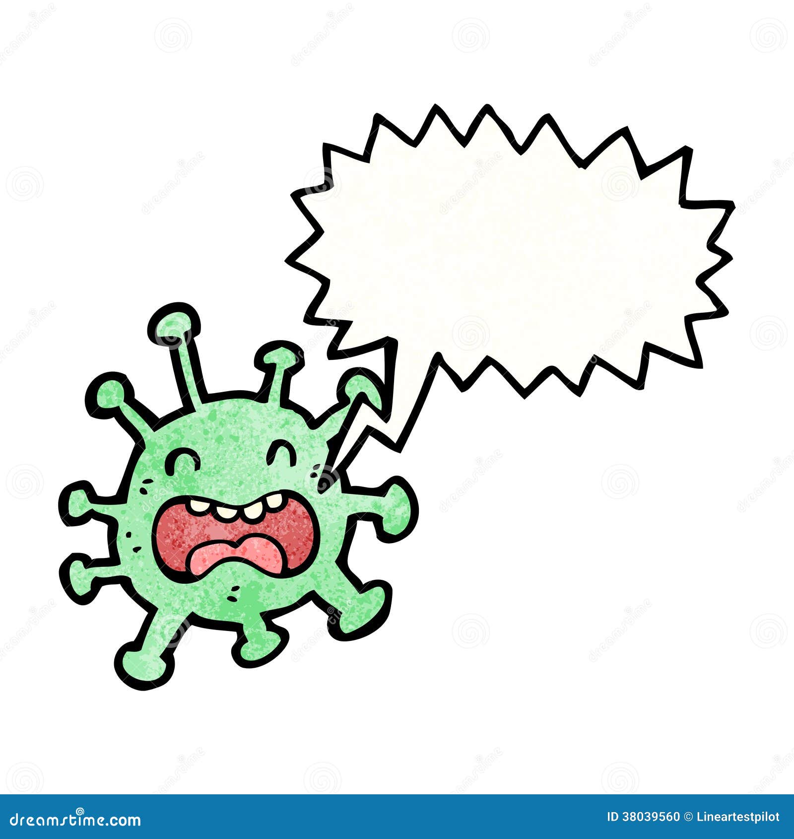 Cartoon Germ with Speech Bubble Stock Vector - Illustration of drawing ...