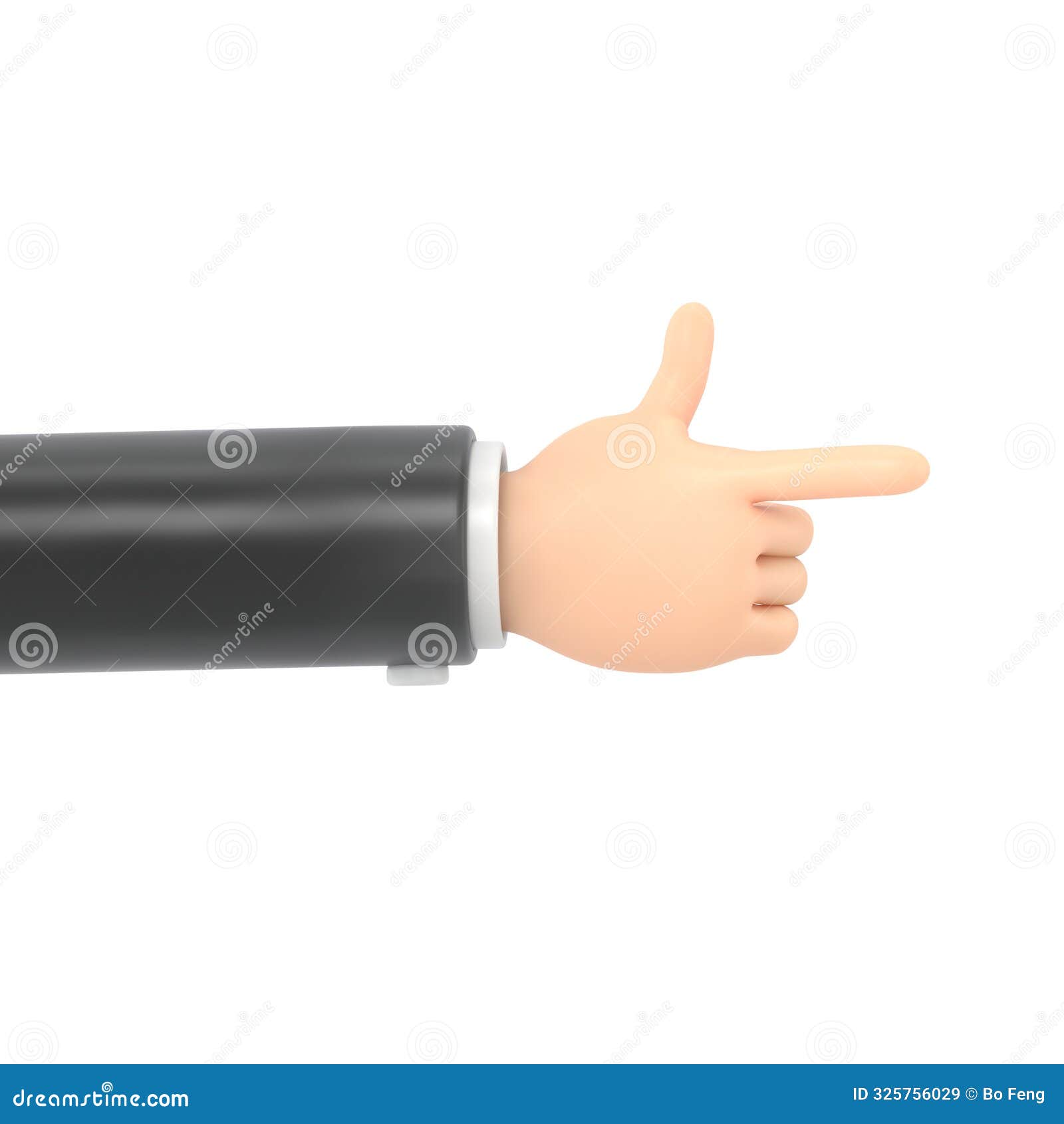 Cartoon Gesture Icon Mockup.Cartoon Character Hand Pointing Gesture. 3D ...