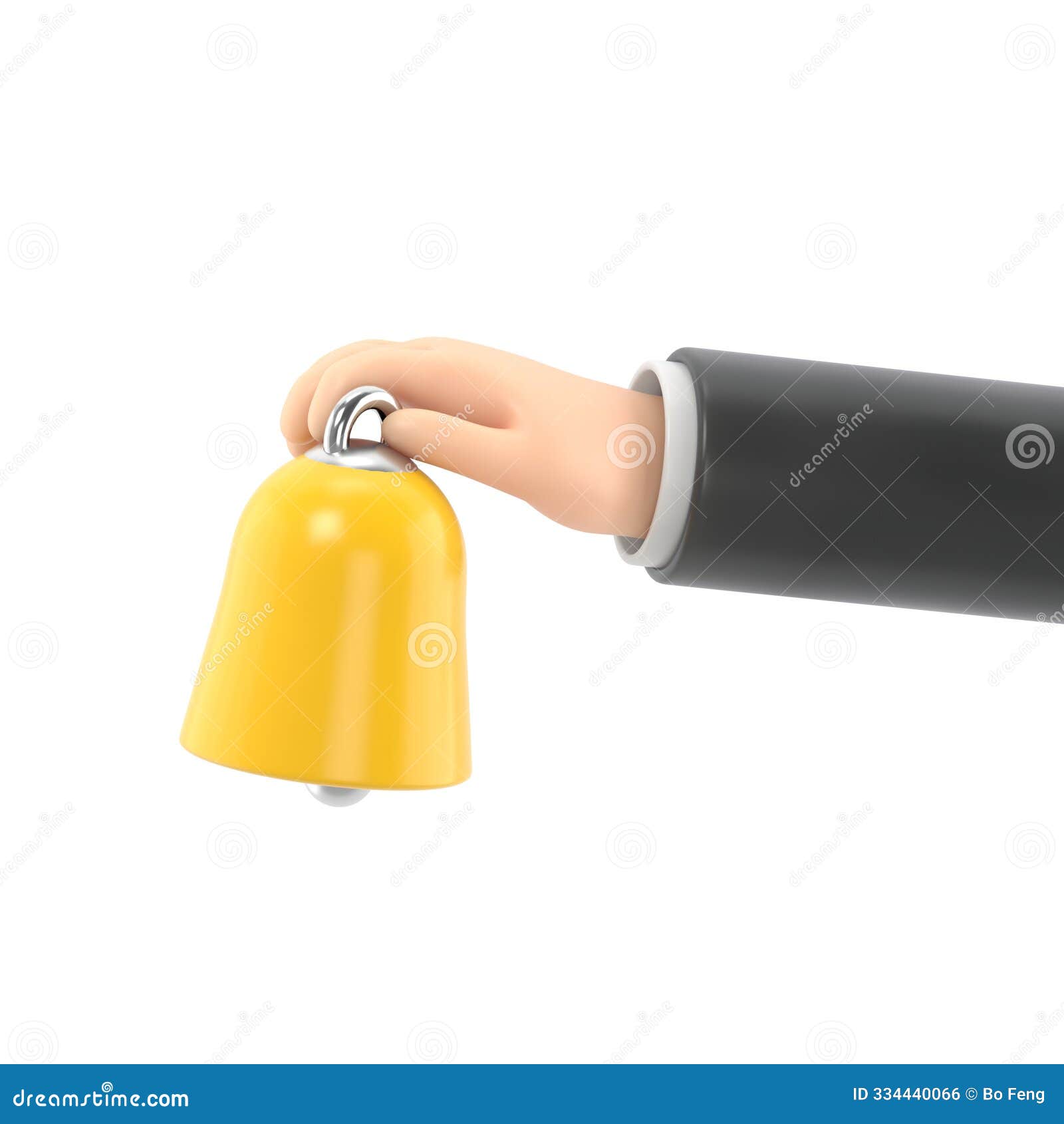 Cartoon Gesture Icon Mockup.Cartoon Hand Holding Bell.3D Rendering On ...