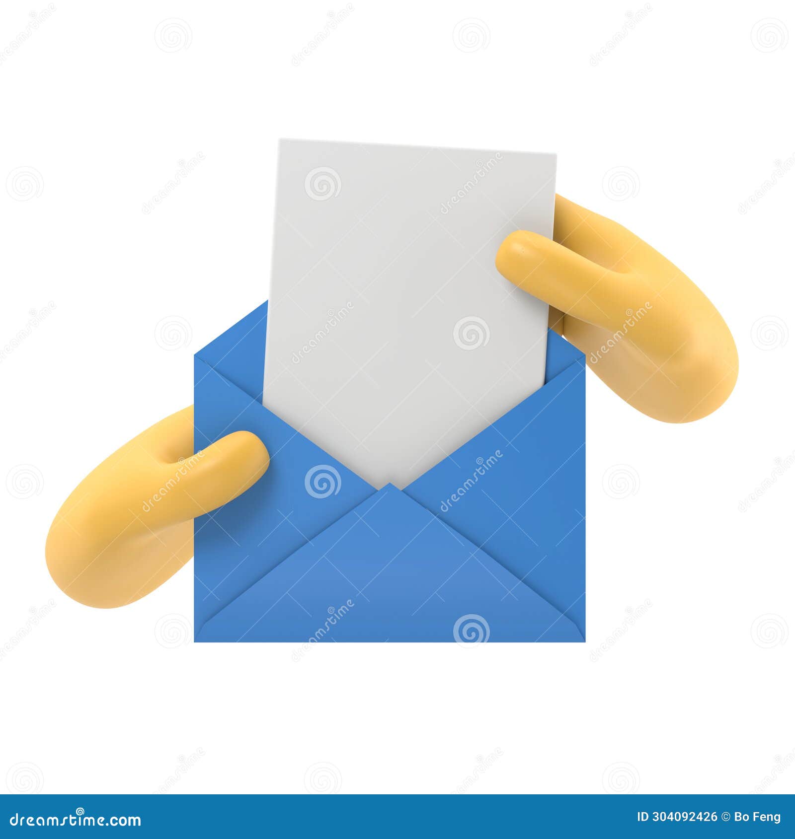 Cartoon Gesture Icon Mockup.hand Pulls from Envelope a Sheet of Empty ...