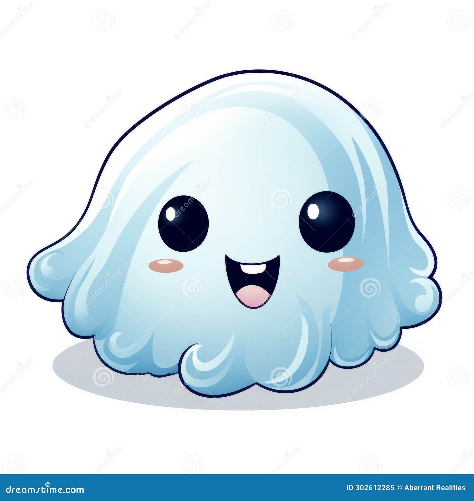 A Cartoon Ghost with Big Eyes on a White Background Stock Illustration ...