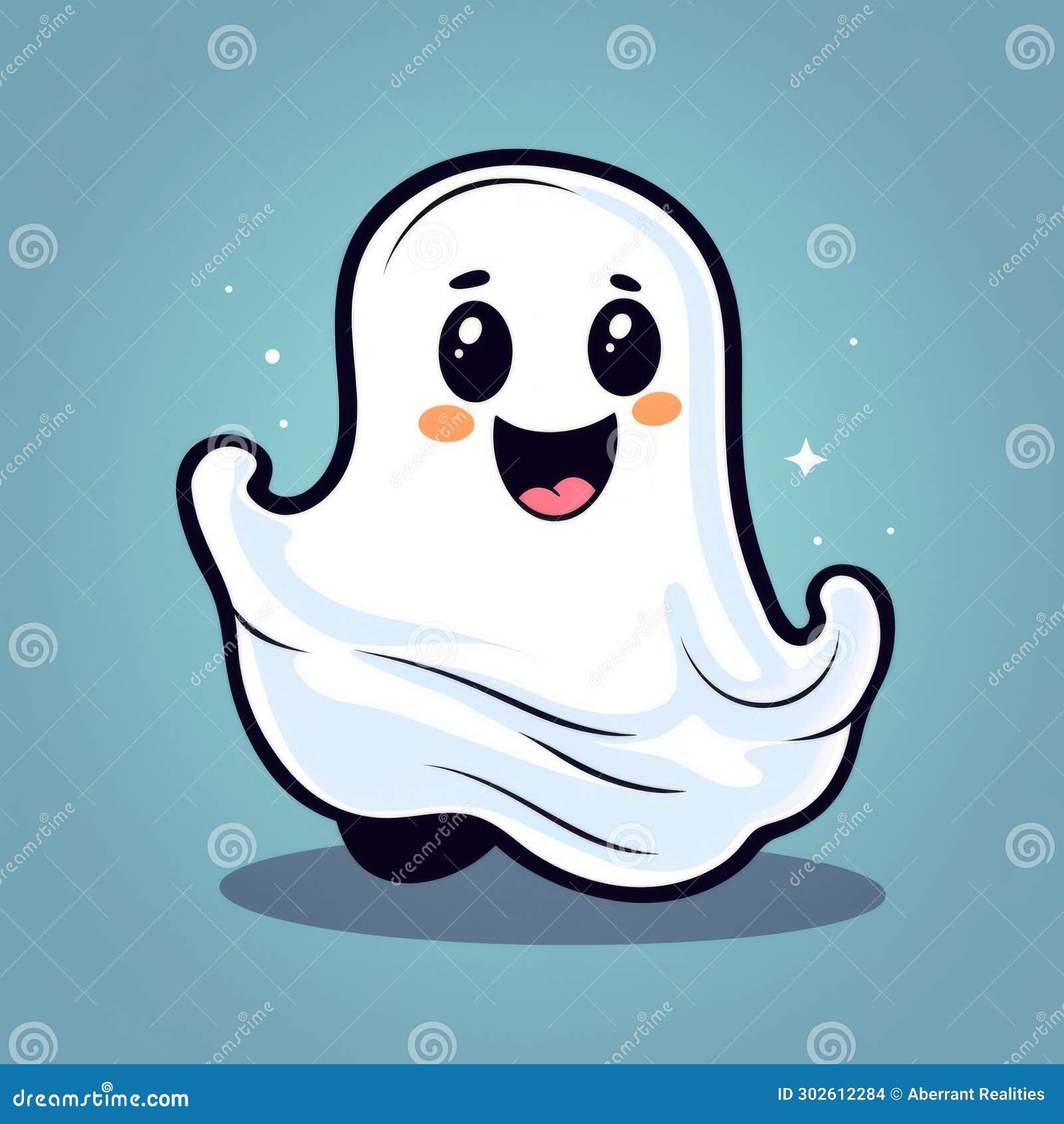 A Cartoon Ghost with a Big Smile on Its Face Stock Illustration ...