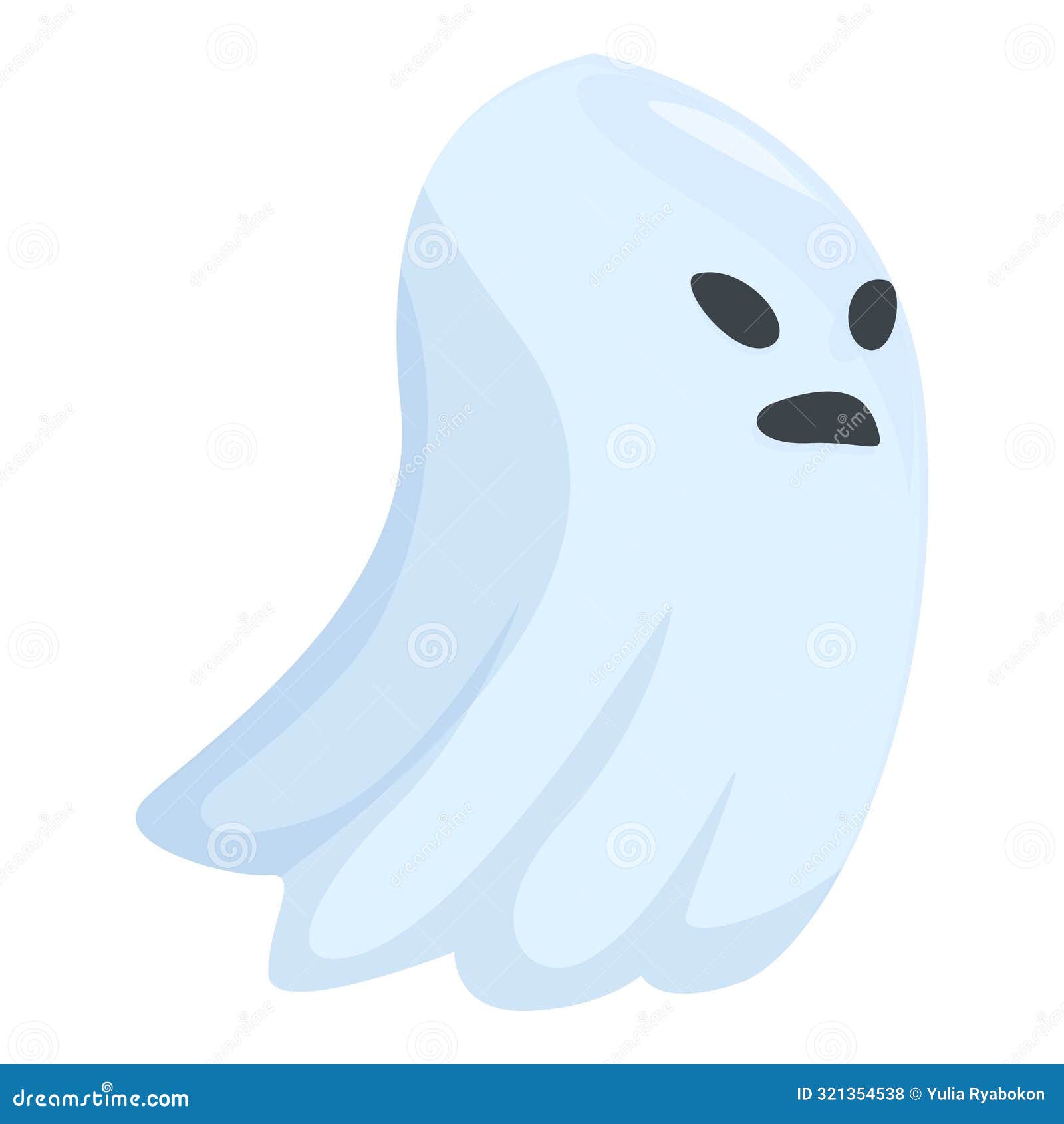 Cartoon Ghost With An Evil Expression Floating In The Air Vector ...