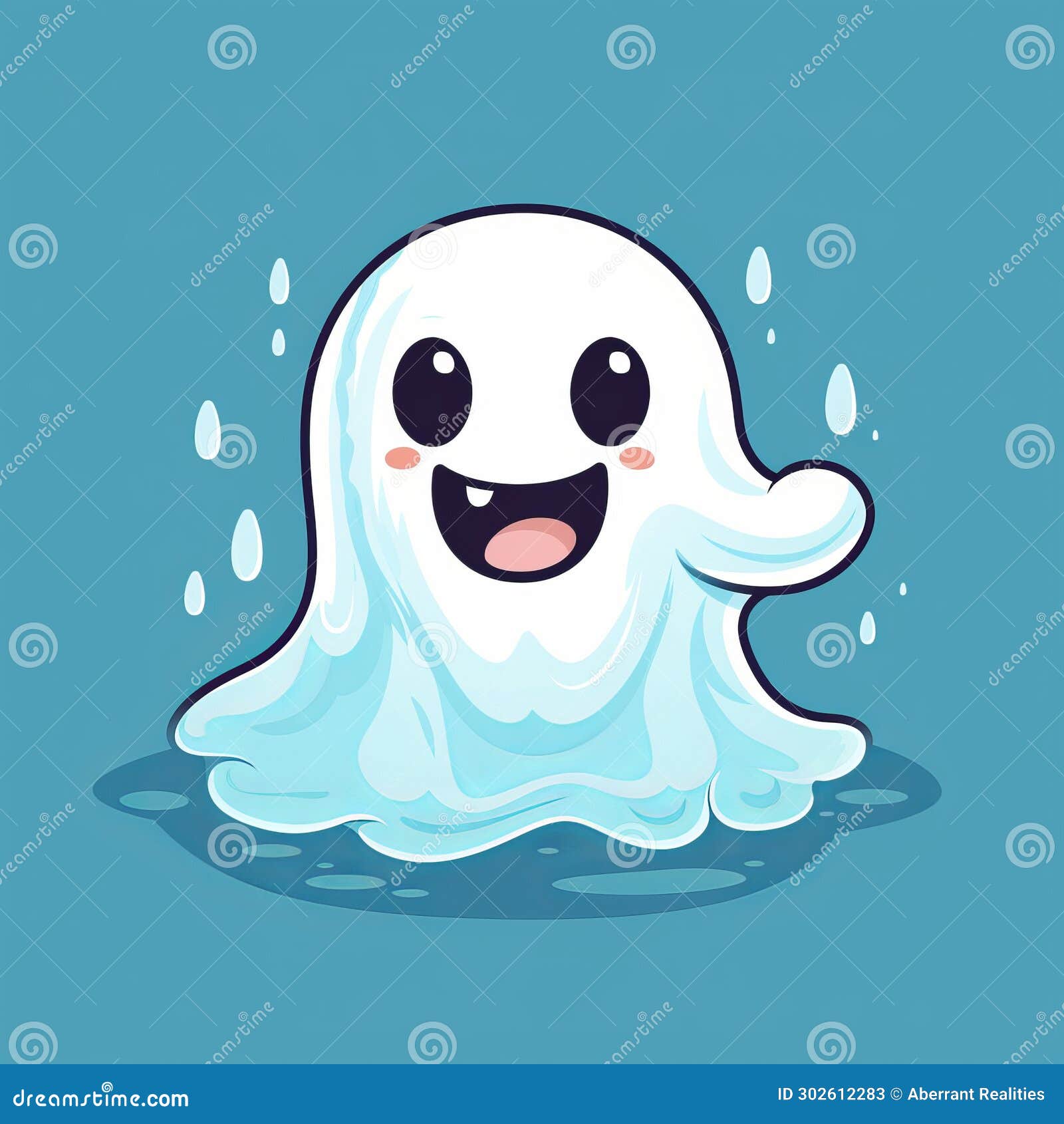 A Cartoon Ghost is Floating in the Water Stock Illustration ...