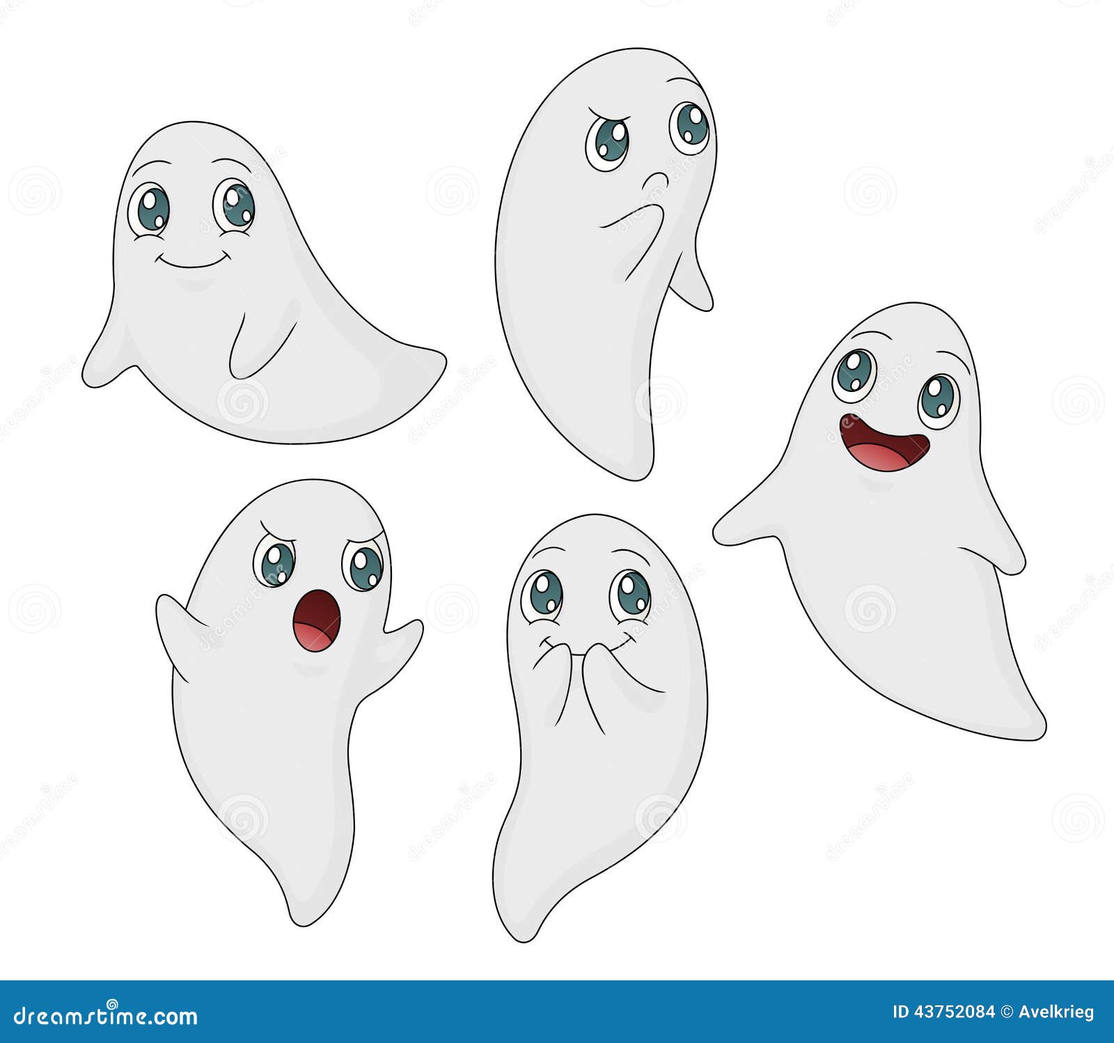 Cartoon Ghost Set stock vector. Illustration of october - 43752084