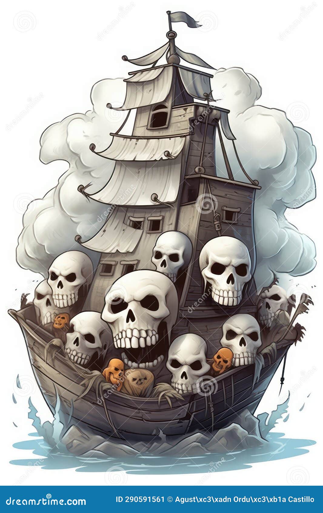 Cartoon Ghost Ship. Halloween Illustration. Stock Illustration ...