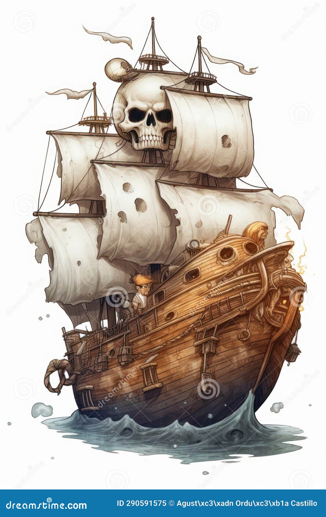 Cartoon Ghost Ship. Halloween Illustration. Stock Illustration ...
