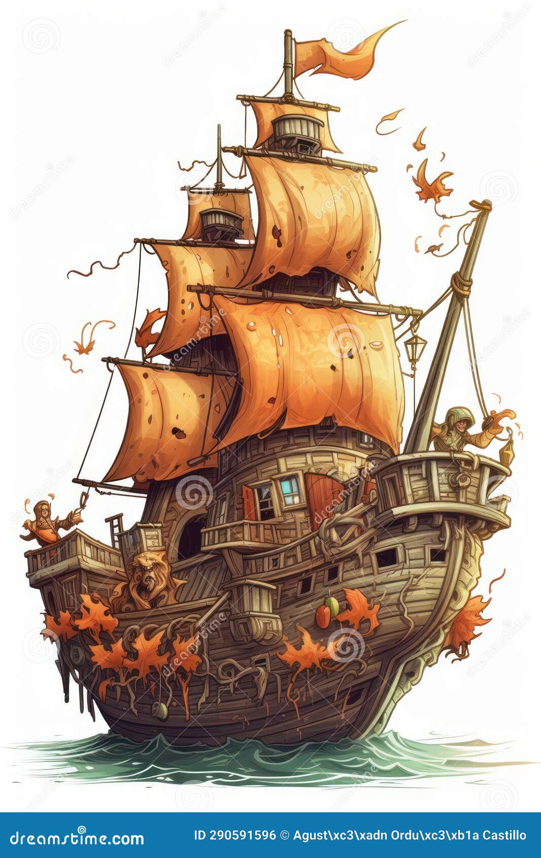 Cartoon Ghost Ship. Halloween Illustration. Stock Illustration ...