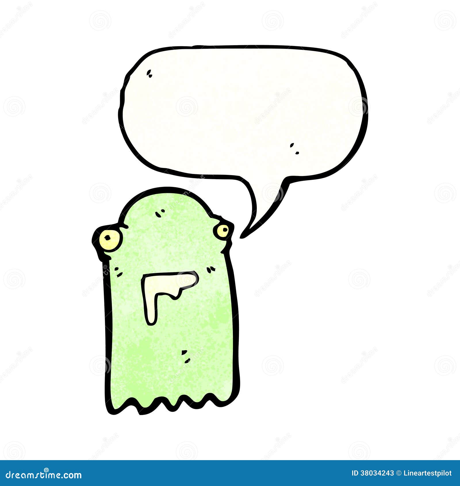 Cartoon Ghost with Speech Bubble Stock Vector - Illustration of happy ...