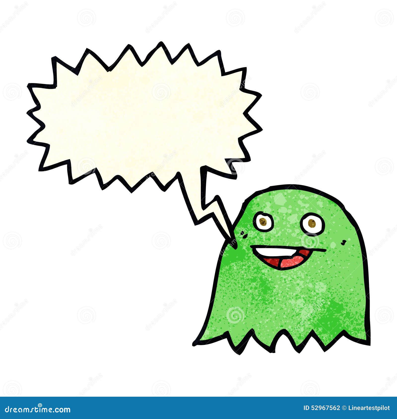 Cartoon Ghost with Speech Bubble Stock Illustration - Illustration of ...
