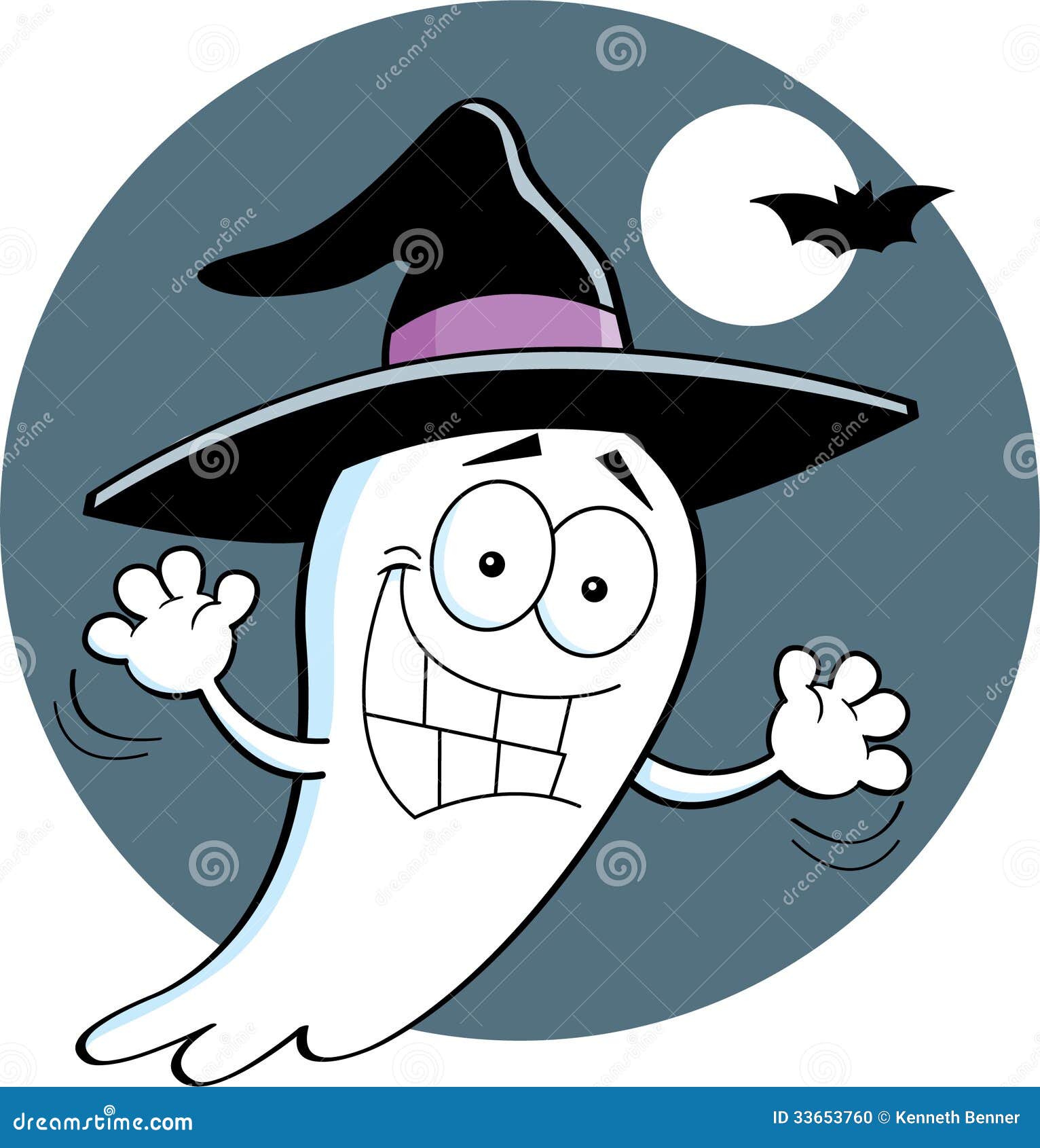 Cartoon Ghost Wearing a Witch S Hat Stock Vector - Illustration of ...