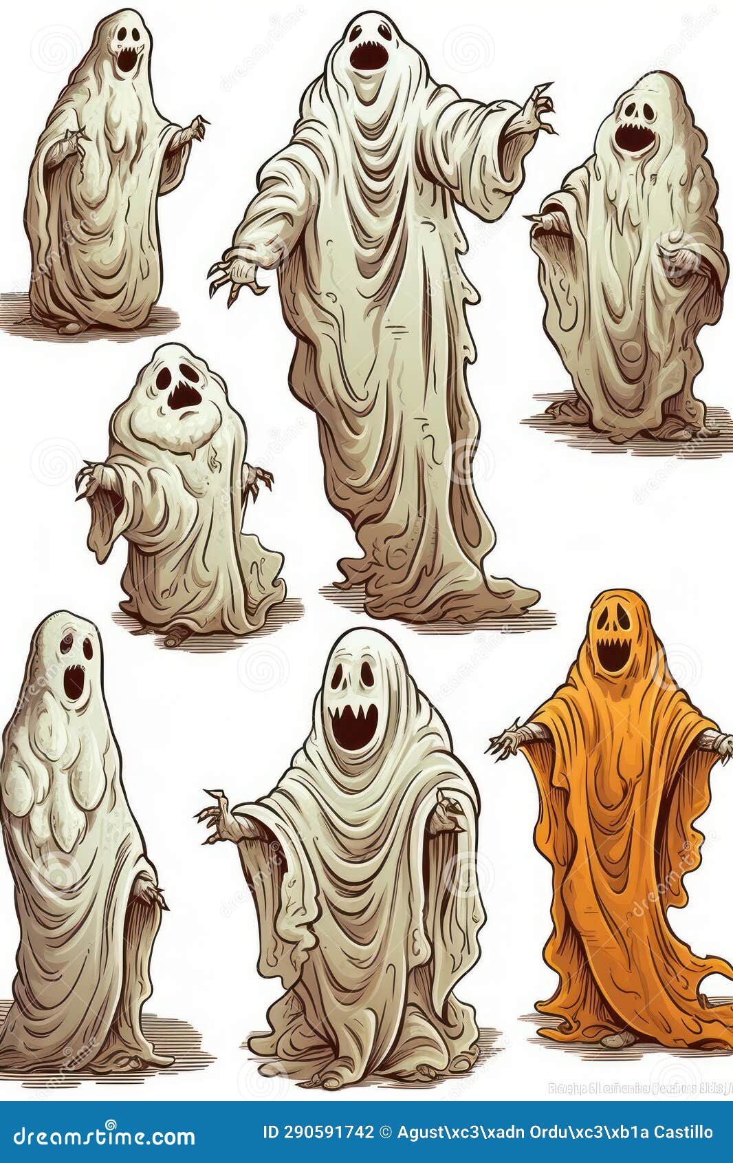 Cartoon Ghosts Set. Halloween Illustration. Stock Illustration ...