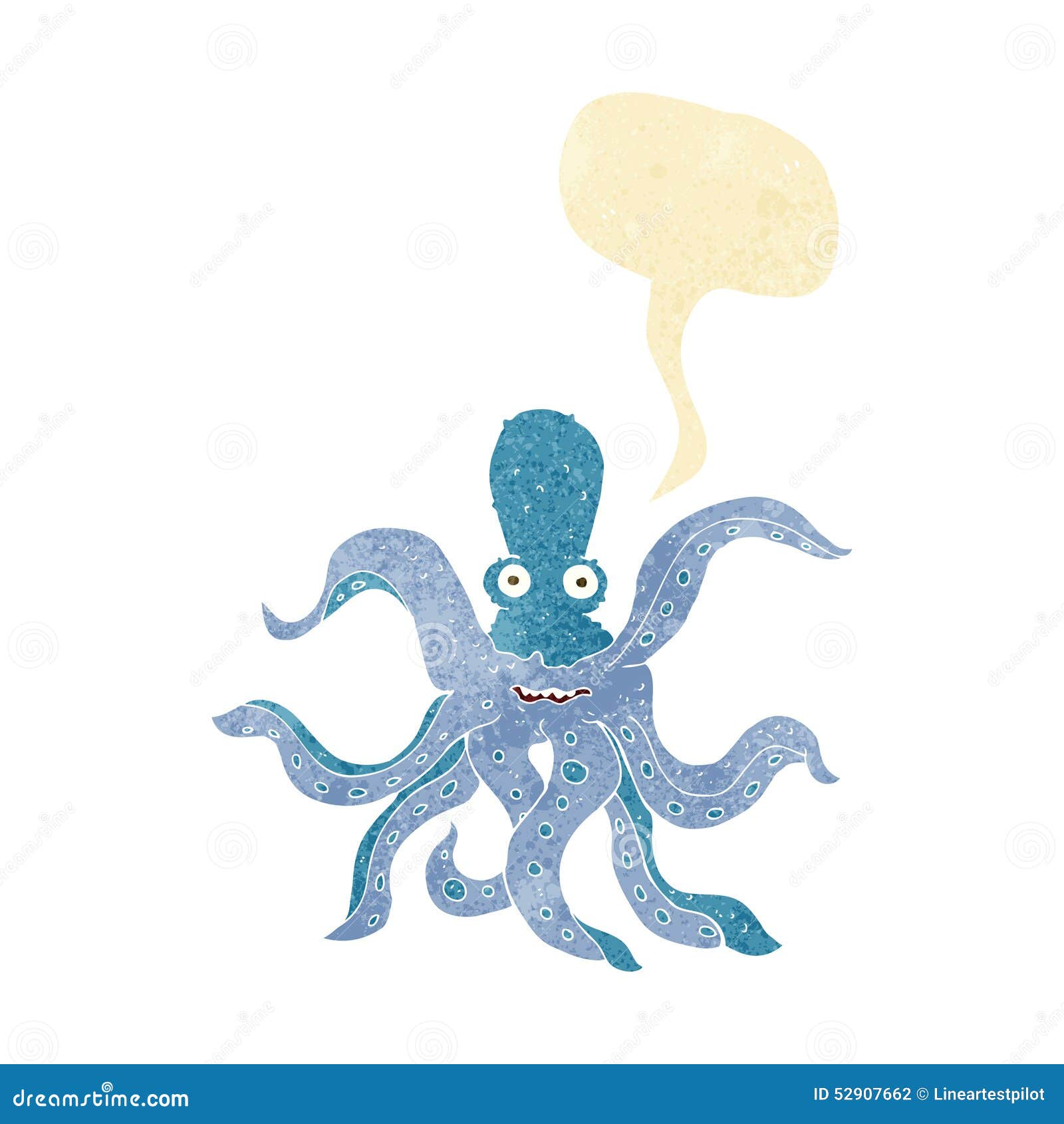 Cartoon Giant Octopus with Speech Bubble Stock Illustration ...