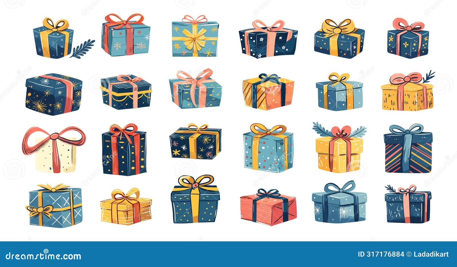 Cartoon Gift Boxes Set. Presents Flat Isolated Vector Symbols Stock ...