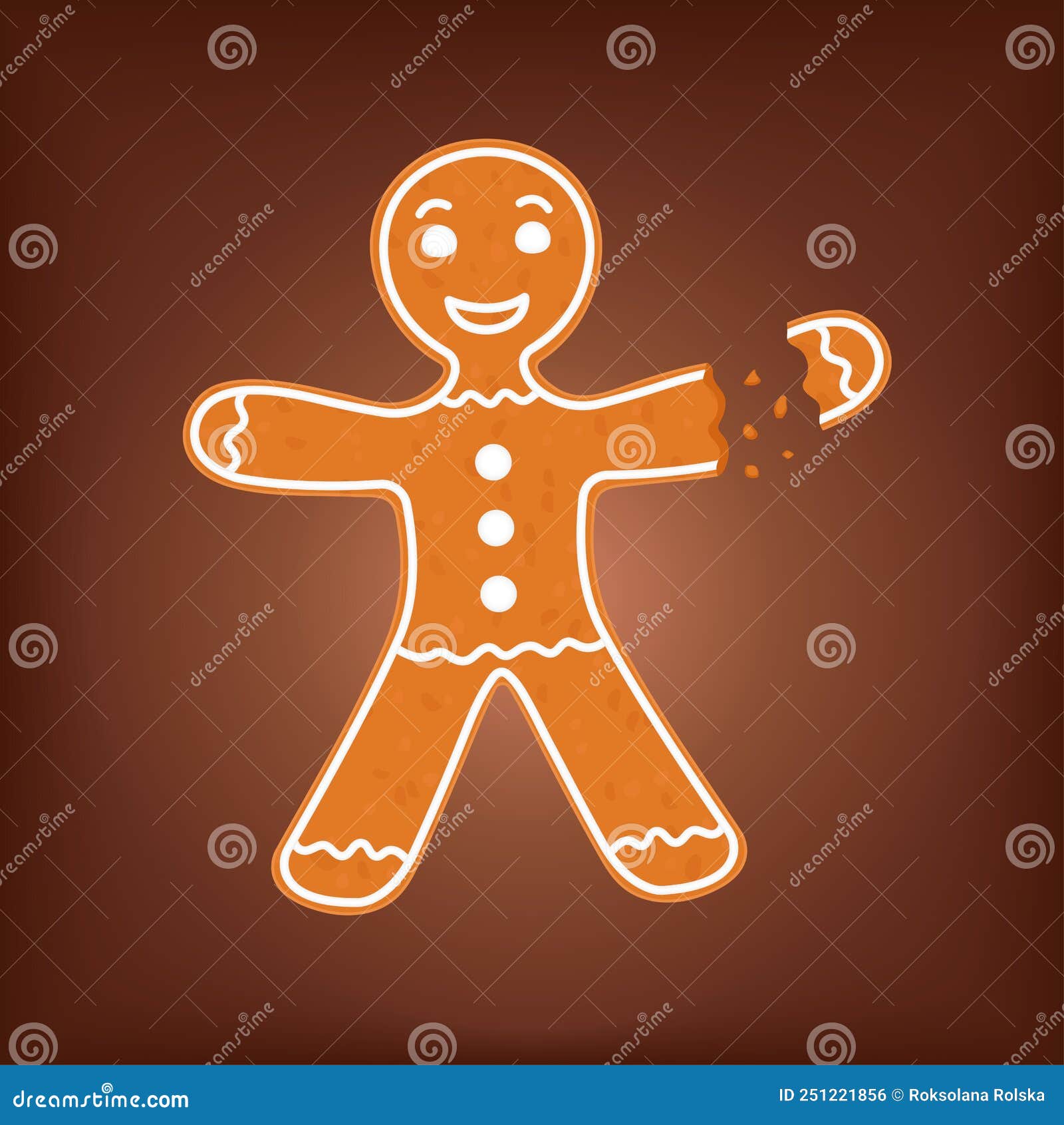 Cartoon Gingerbread Man with Bite or Broken Missing Arm. Funny ...
