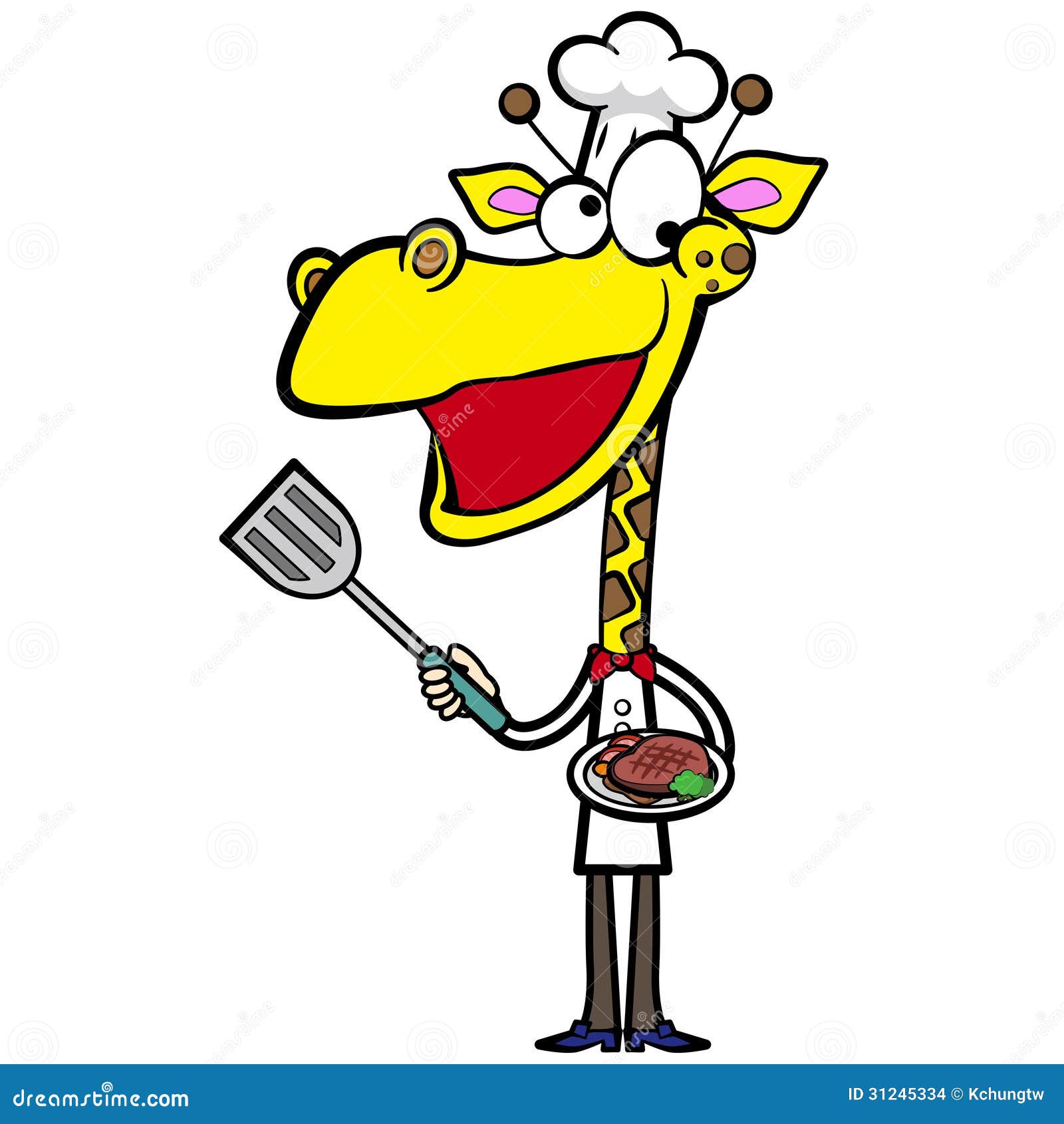 Cartoon Giraffe Chef with Steak Dinner Stock Vector - Illustration of ...
