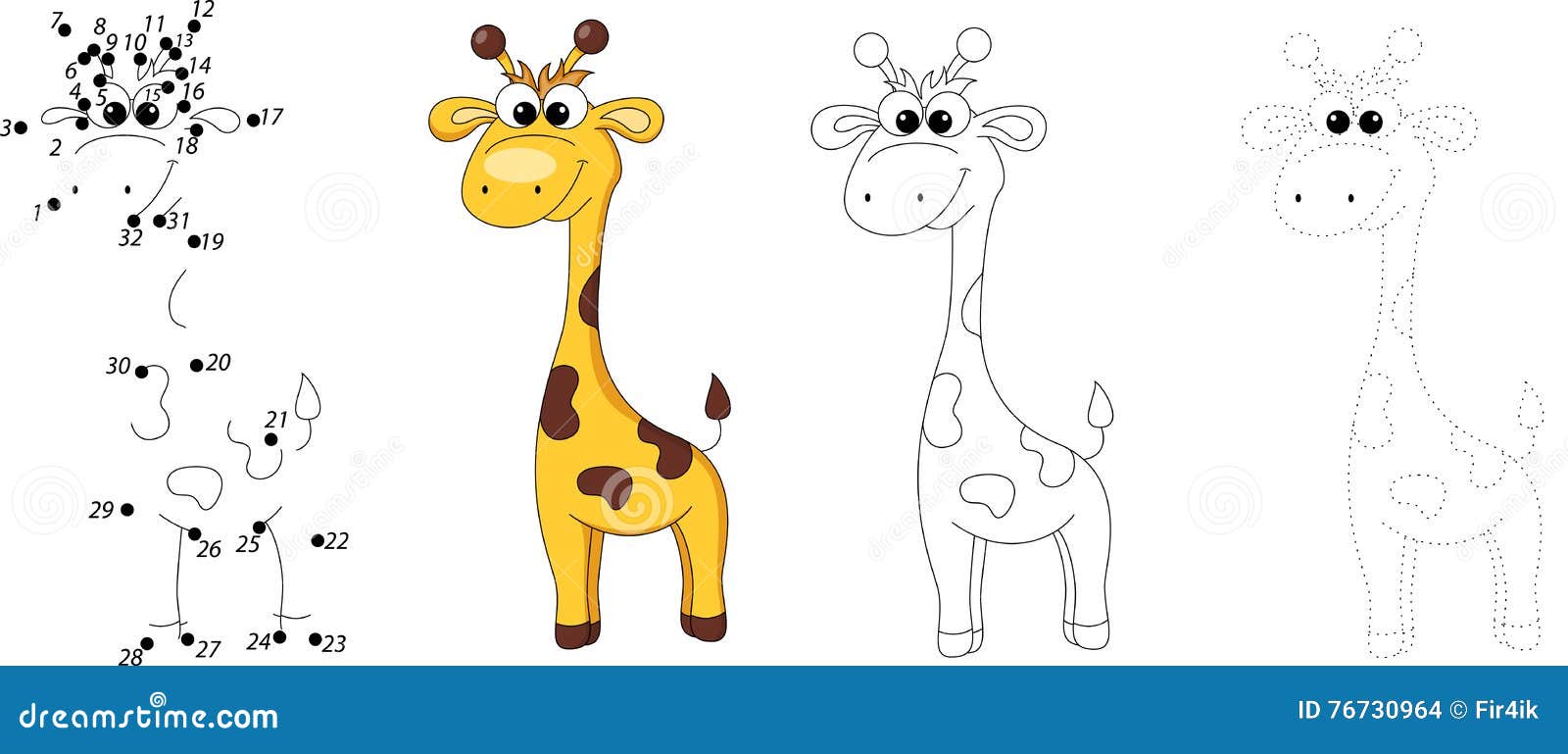 Cartoon Giraffe. Dot To Dot Game for Kids Stock Vector - Illustration ...