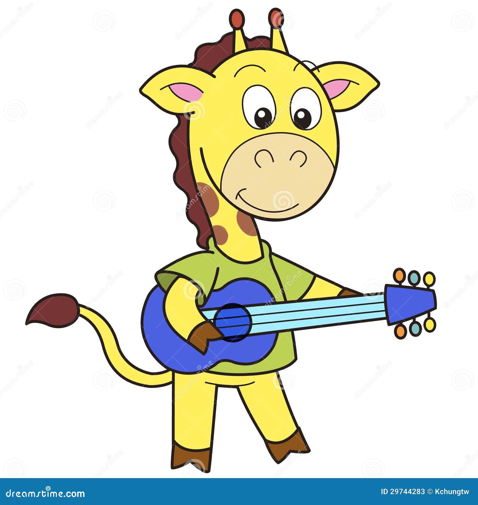 Cartoon Giraffe Playing a Guitar Stock Vector - Illustration of icon ...
