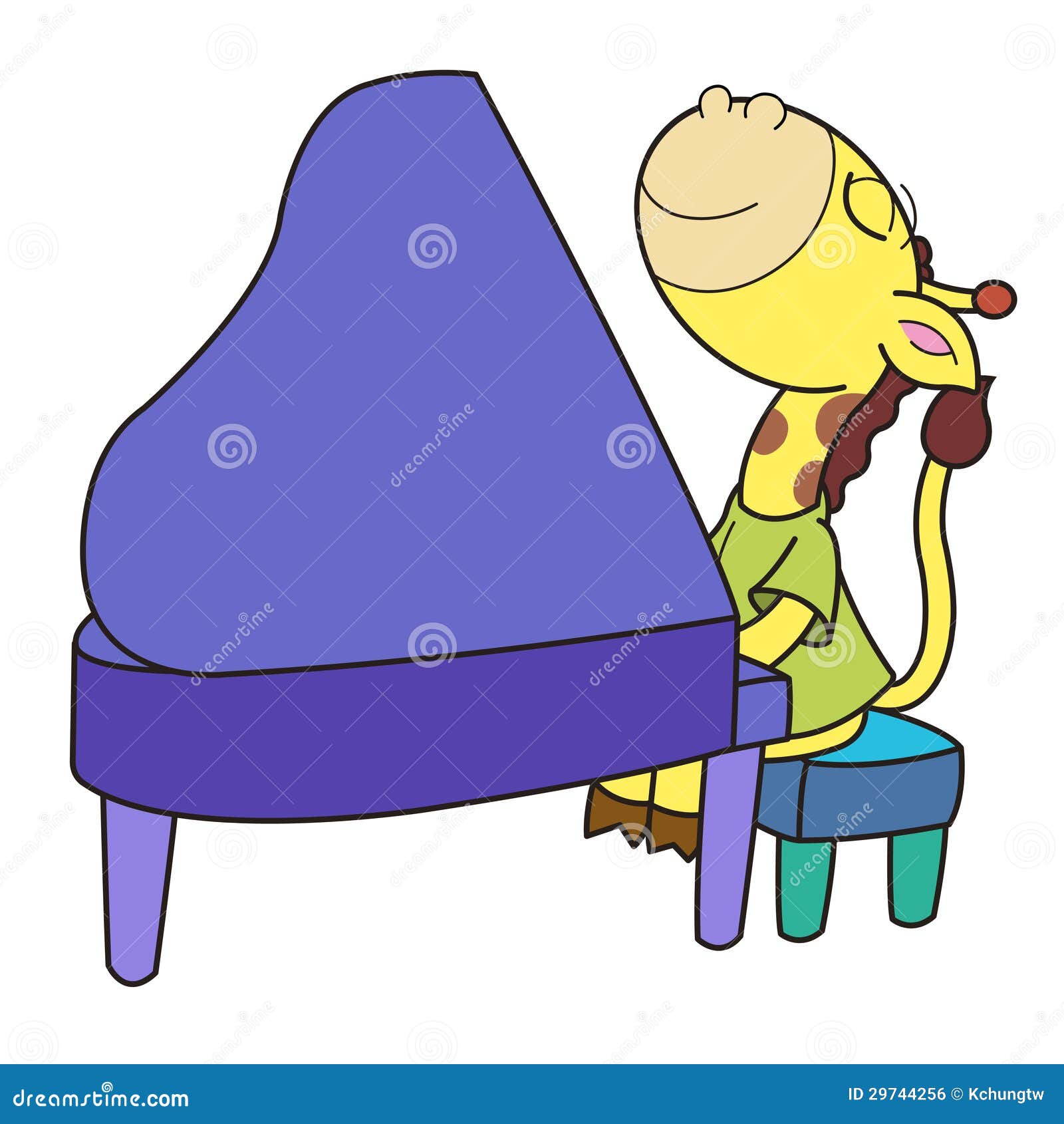Cartoon Giraffe Playing a Piano Stock Vector - Illustration of school ...