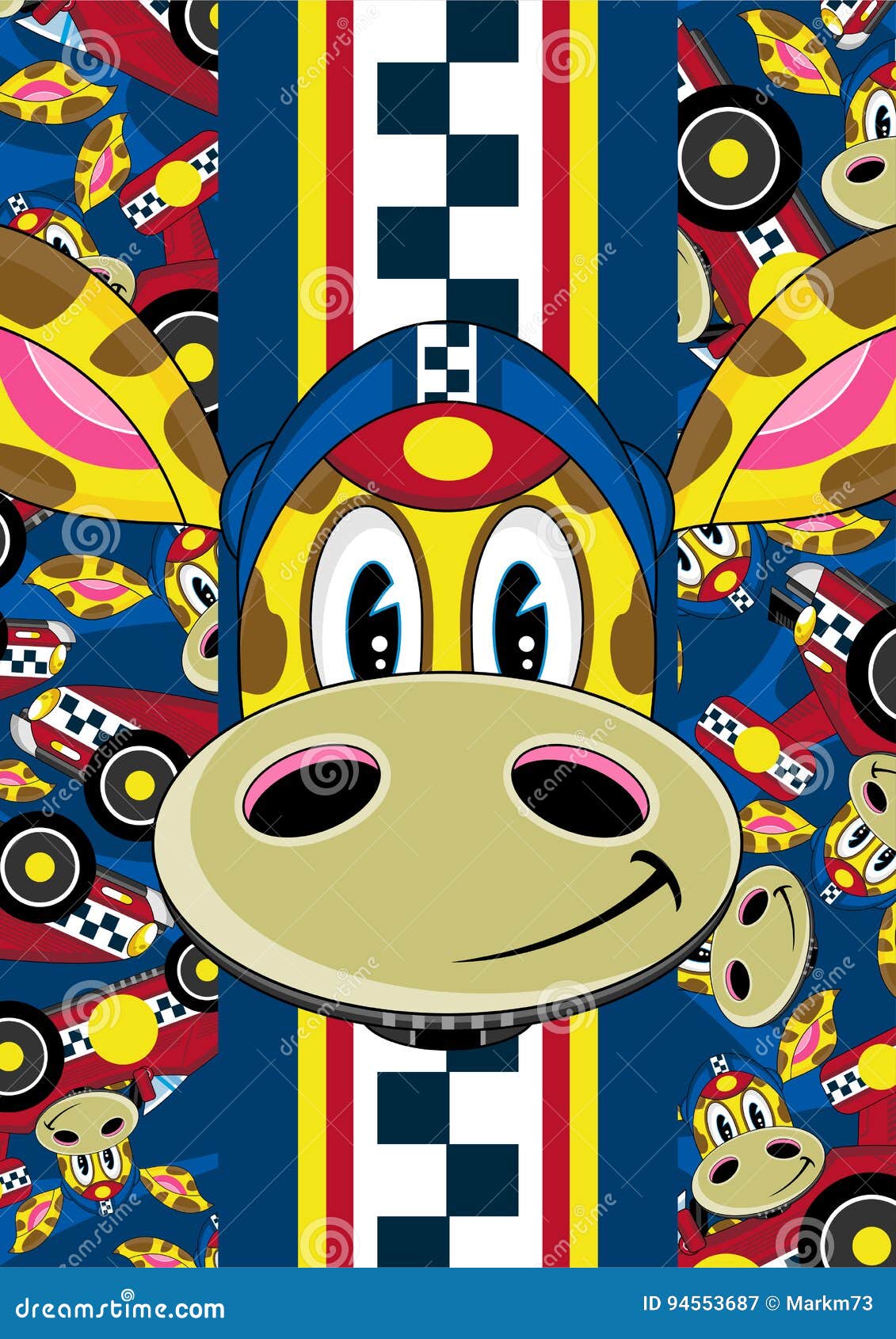 Cartoon Giraffe in Racing Car Stock Vector - Illustration of adorable ...