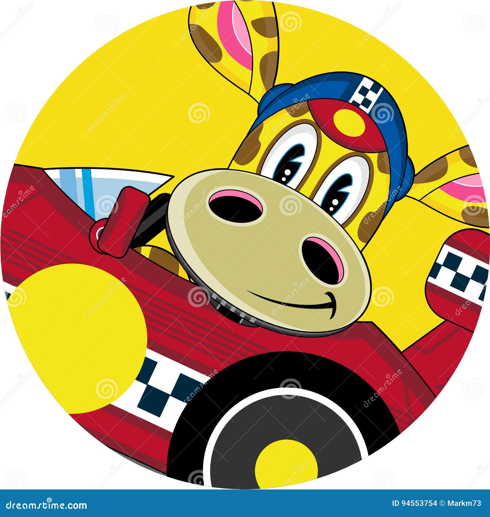 Cartoon Giraffe In Racing Car Vector Illustration | CartoonDealer.com ...