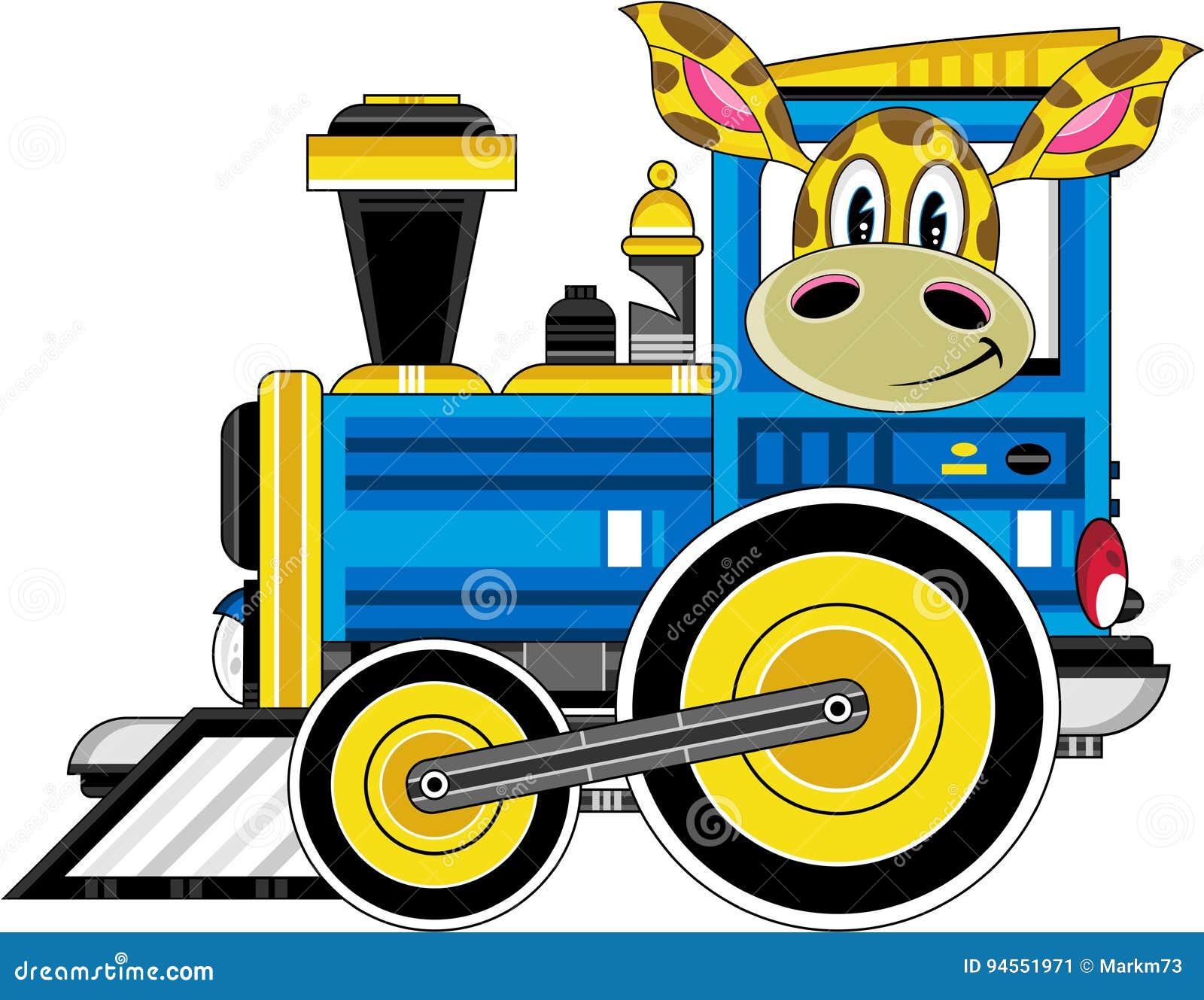 Cartoon Giraffe and Train stock vector. Illustration of chimney - 94551971