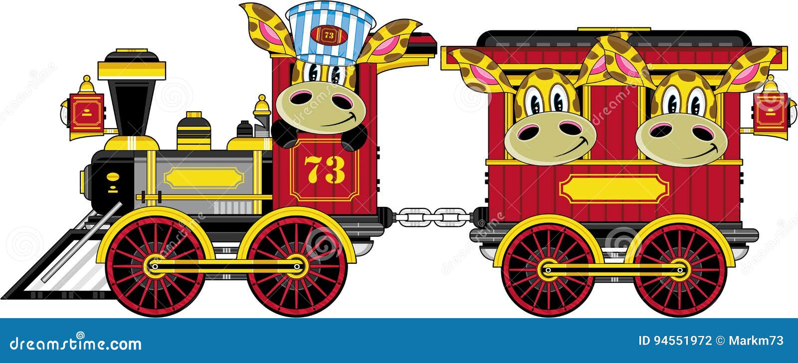 Cartoon Giraffe and Train stock vector. Illustration of train - 94551972