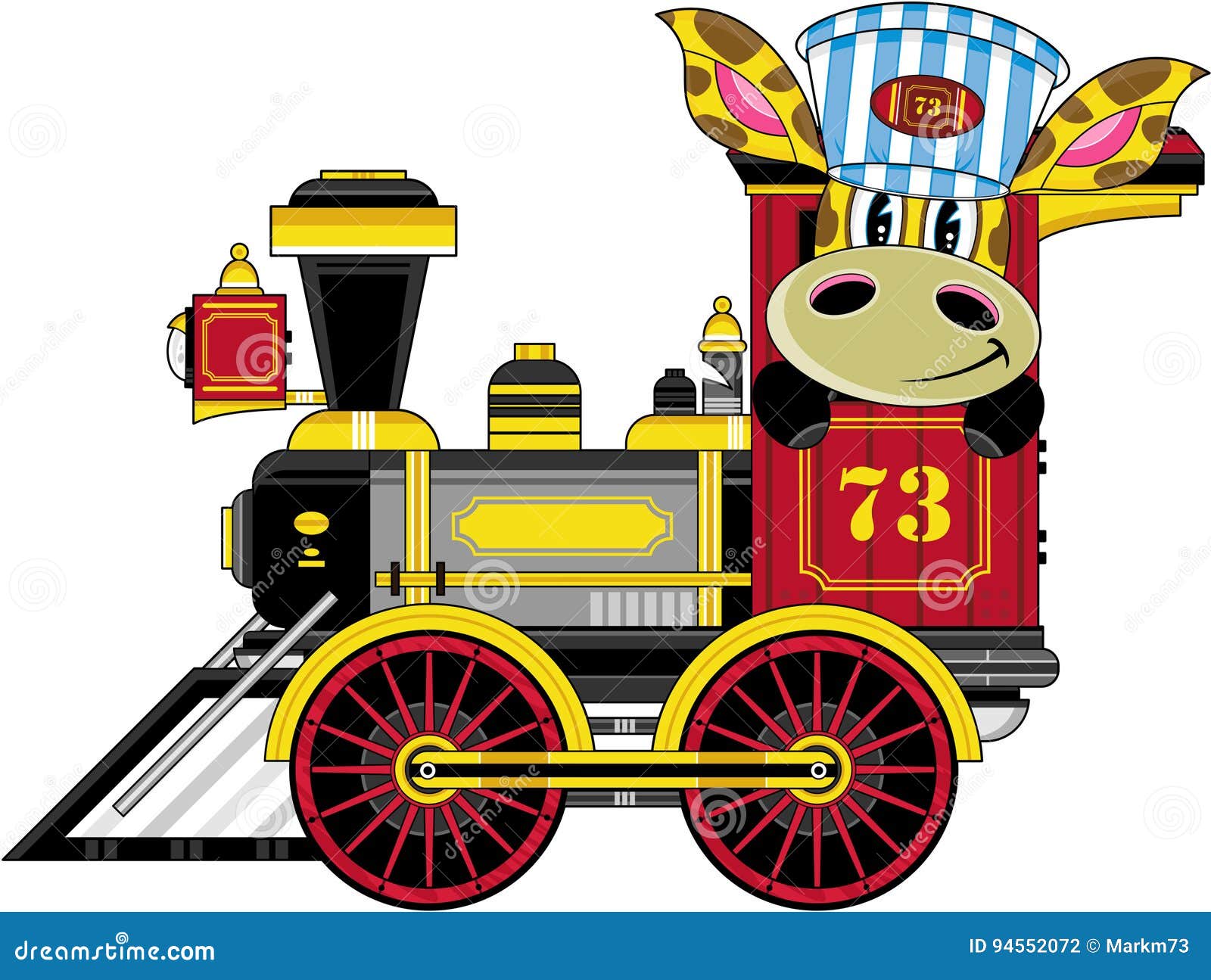 Cartoon Giraffe and Train stock vector. Illustration of transport ...