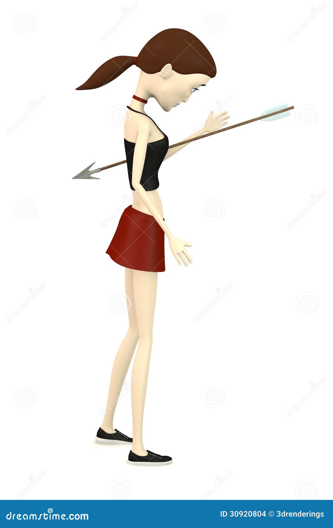 Cartoon girl with arrow stock illustration. Illustration of human ...