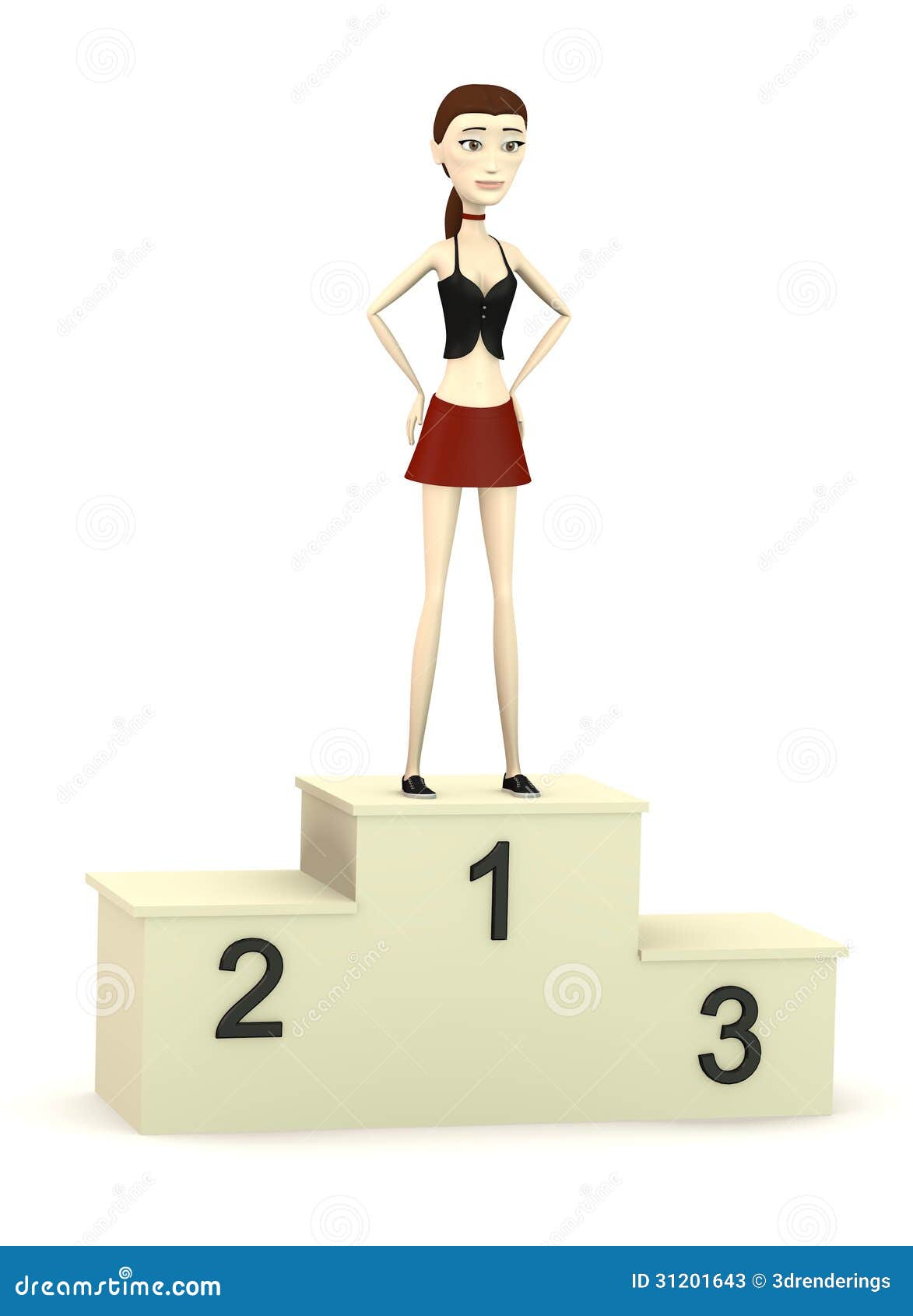 Cartoon girl as a winner stock illustration. Illustration of human ...