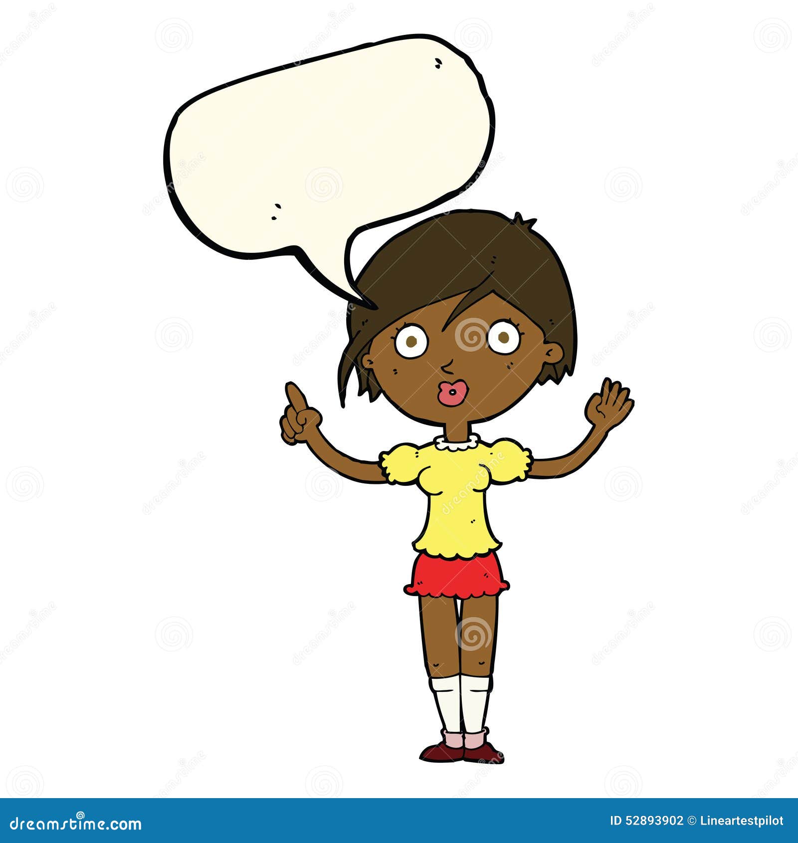 Cartoon Girl Asking Question with Speech Bubble Stock Illustration ...