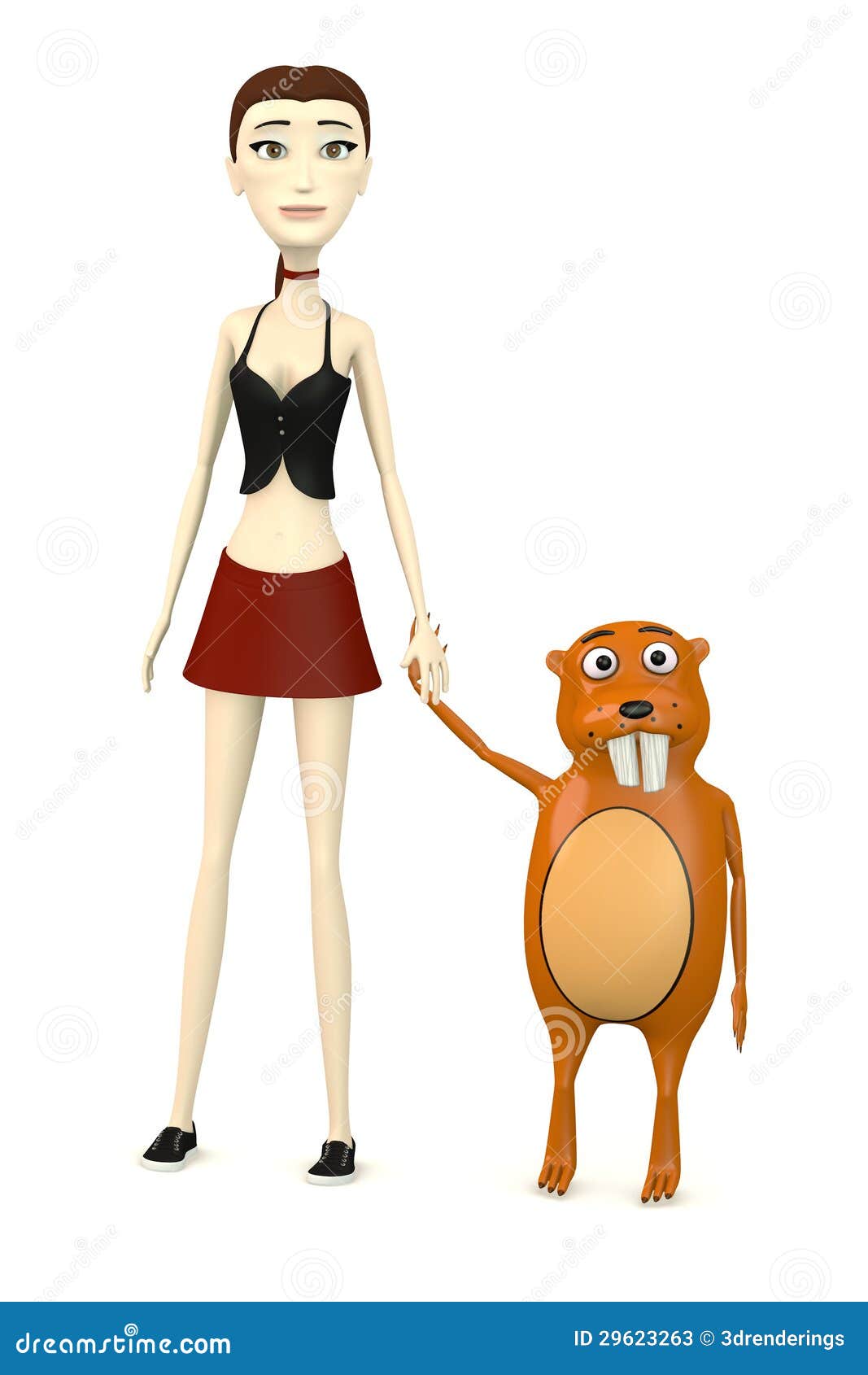 Cartoon girl with beaver stock illustration. Illustration of suit ...