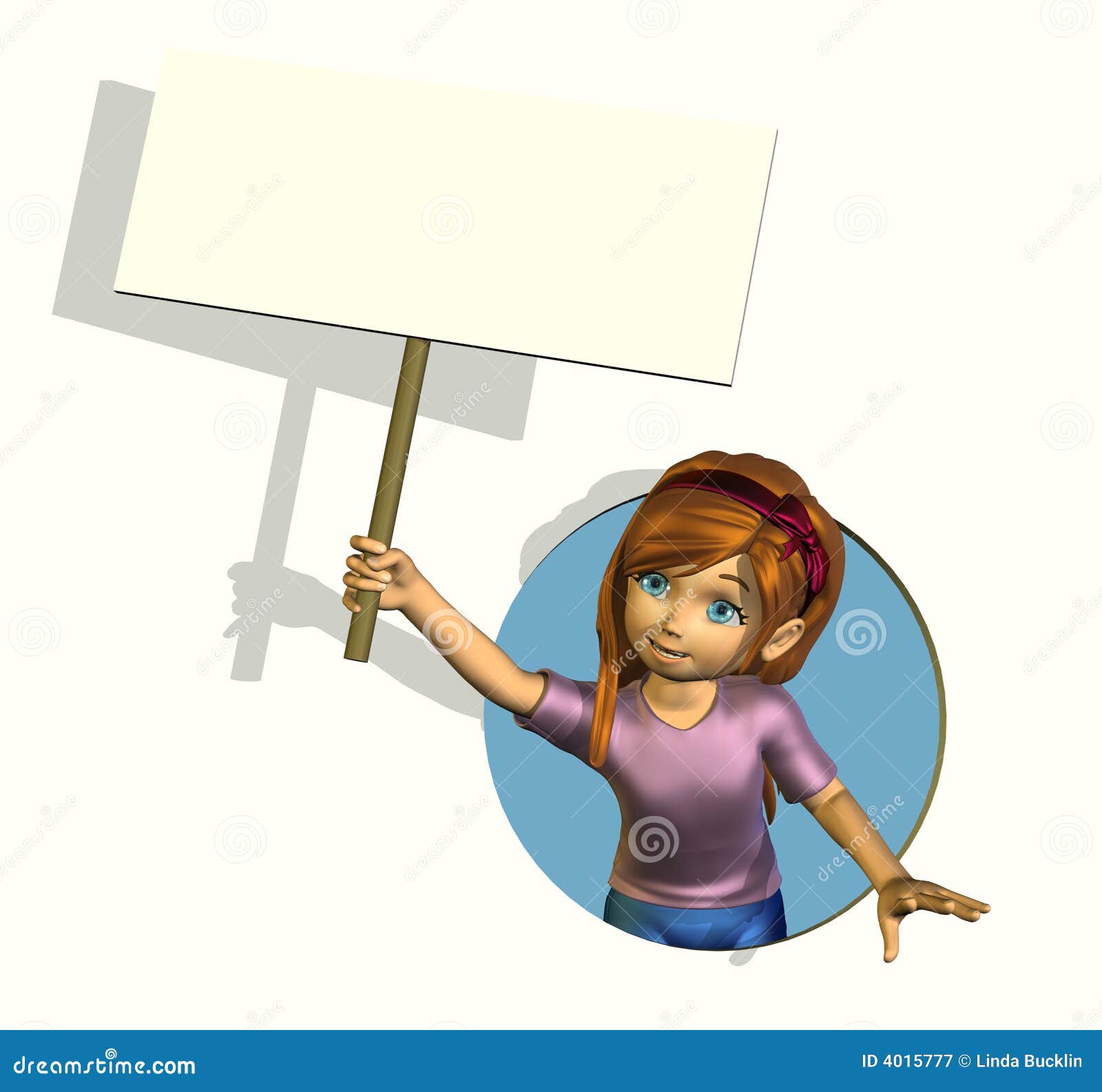 Cartoon Girl with Blank Sign Stock Illustration - Illustration of kids ...