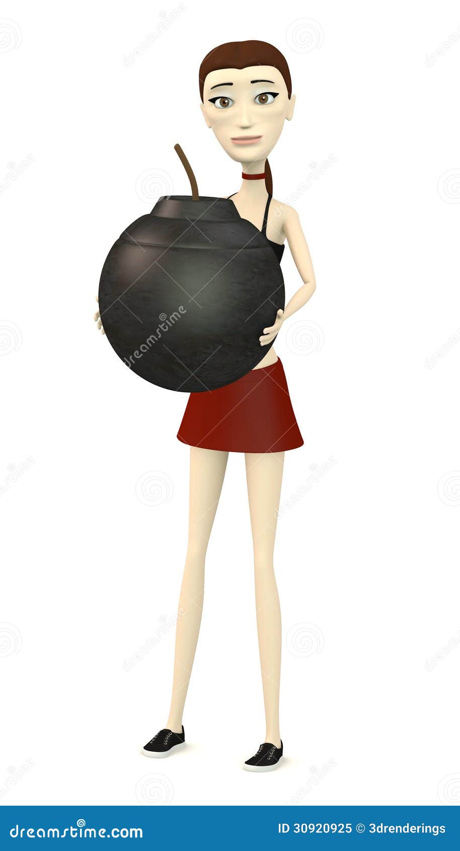 Cartoon girl with bomb stock illustration. Illustration of toon - 30920925