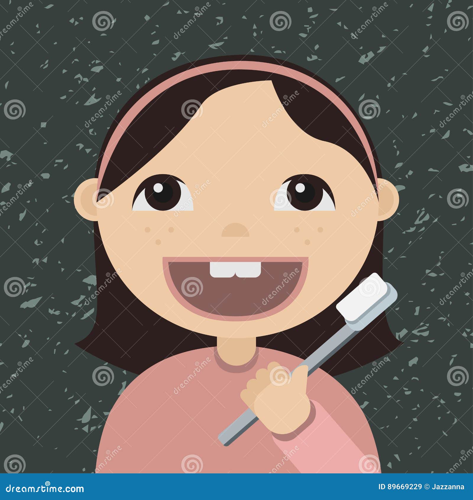 Cartoon Girl Brushing Teeth Stock Vector - Illustration of tooth ...