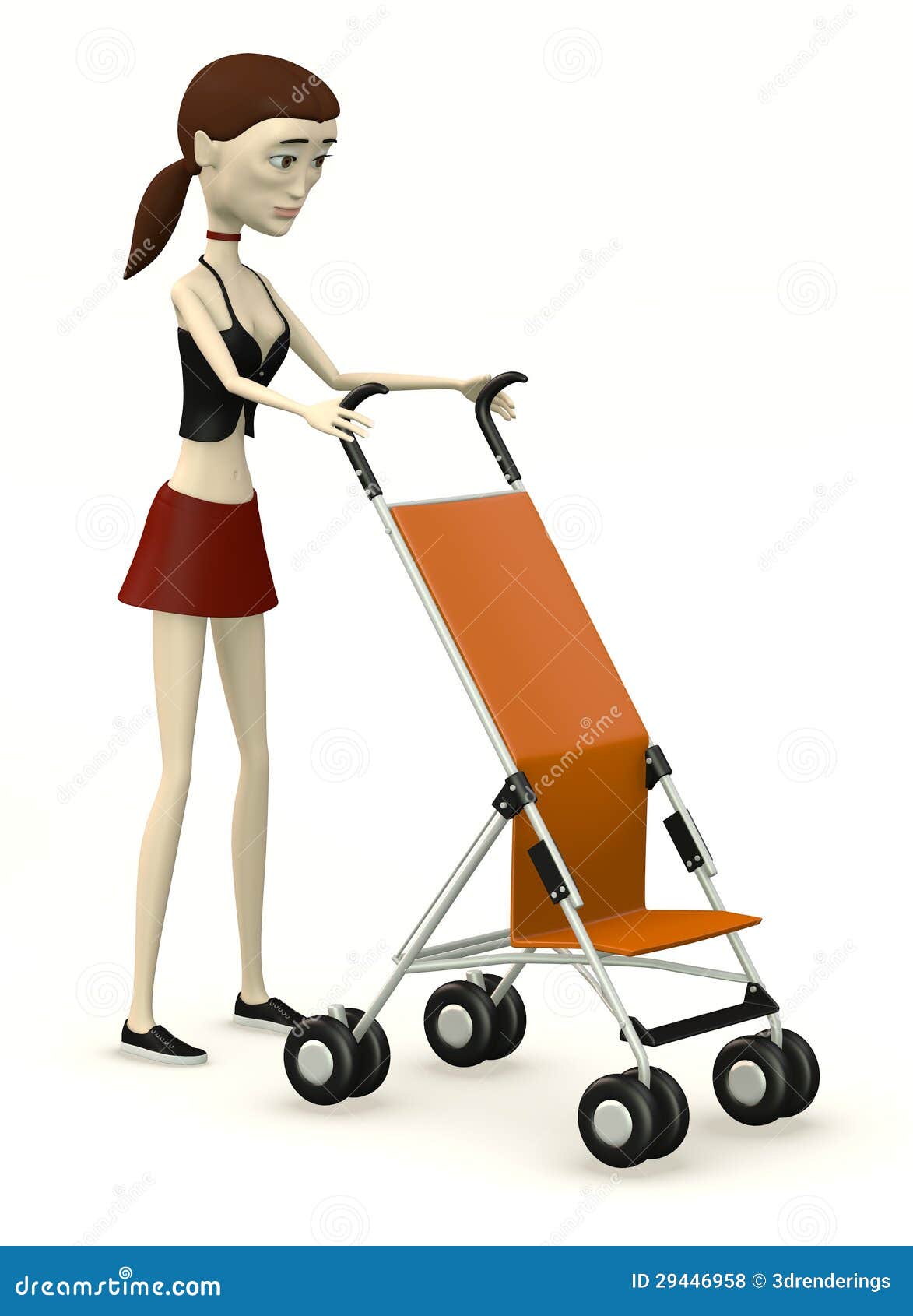 Cartoon girl with buggy stock illustration. Illustration of toon - 29446958