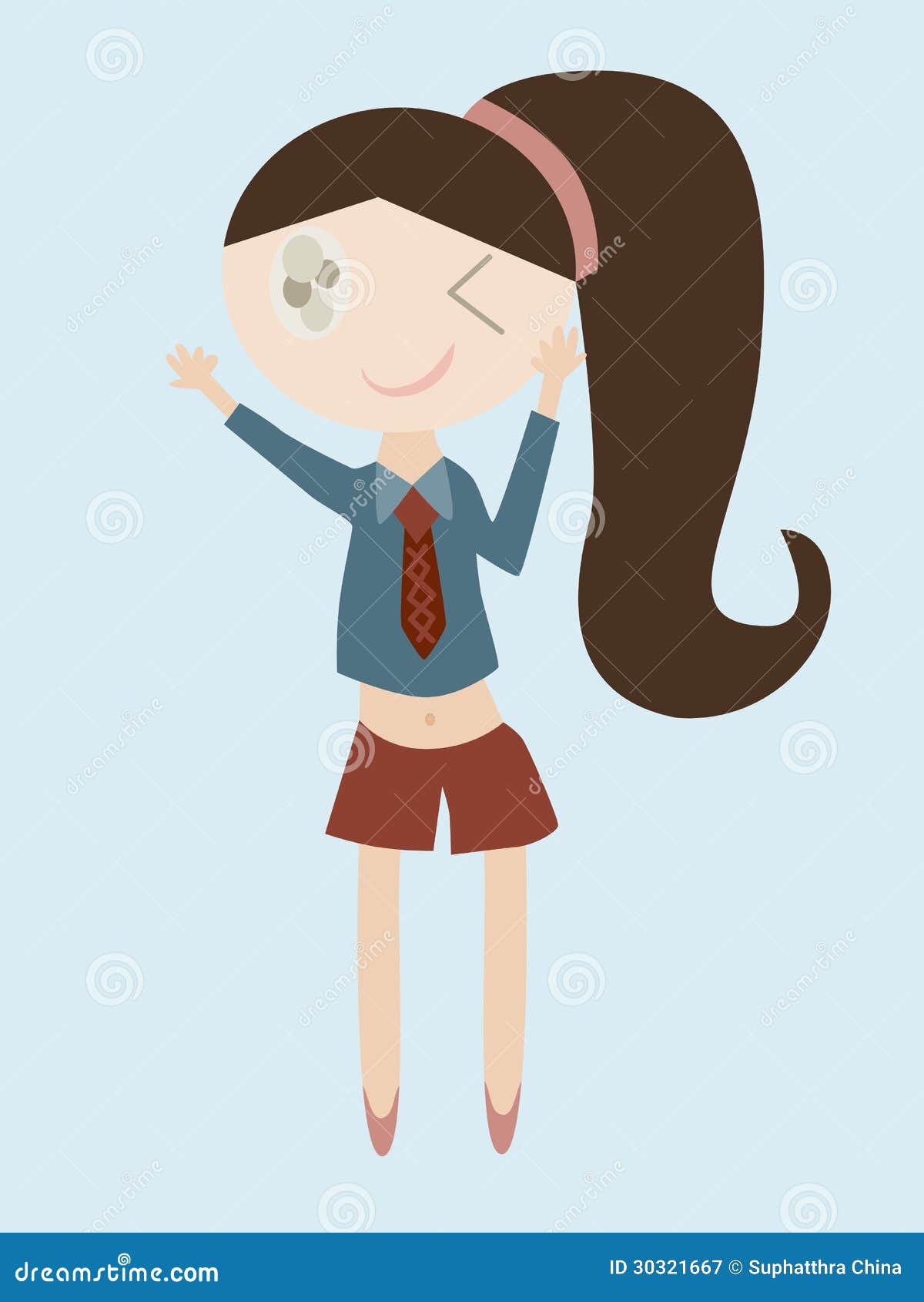 Cartoon of girl bye hand stock vector. Illustration of human - 30321667
