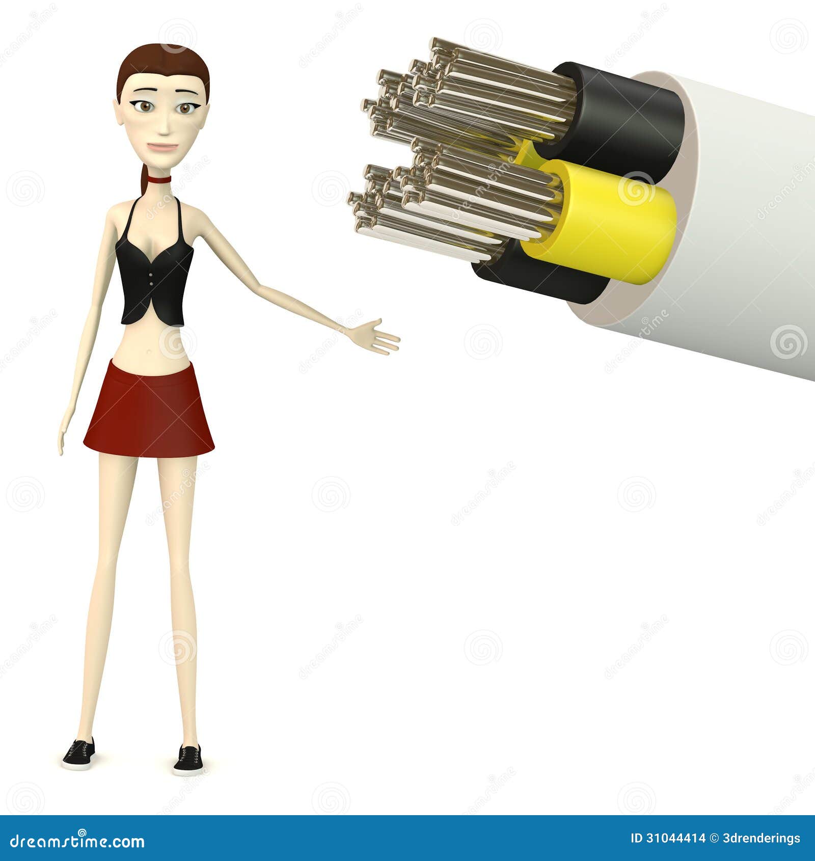 Cartoon Girl With Cable Stock Photo | CartoonDealer.com #31044414