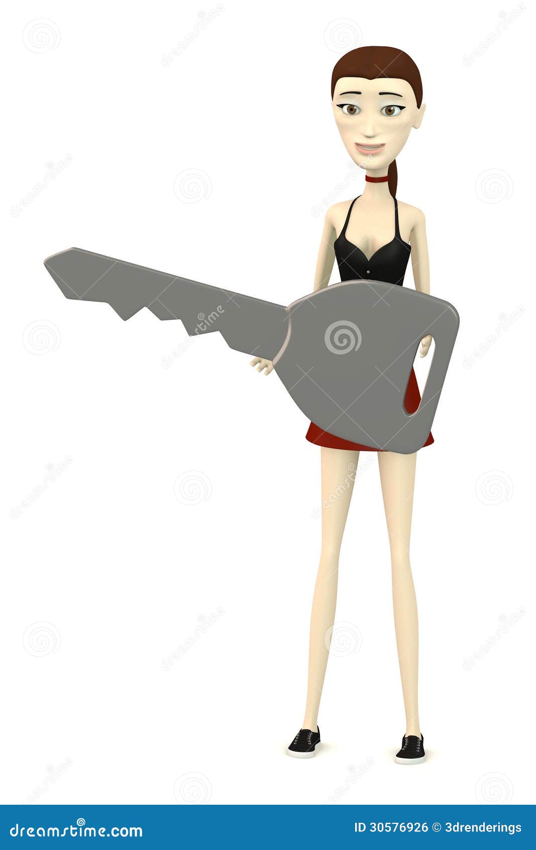 Cartoon Girl - with Car Key Stock Illustration - Illustration of ...