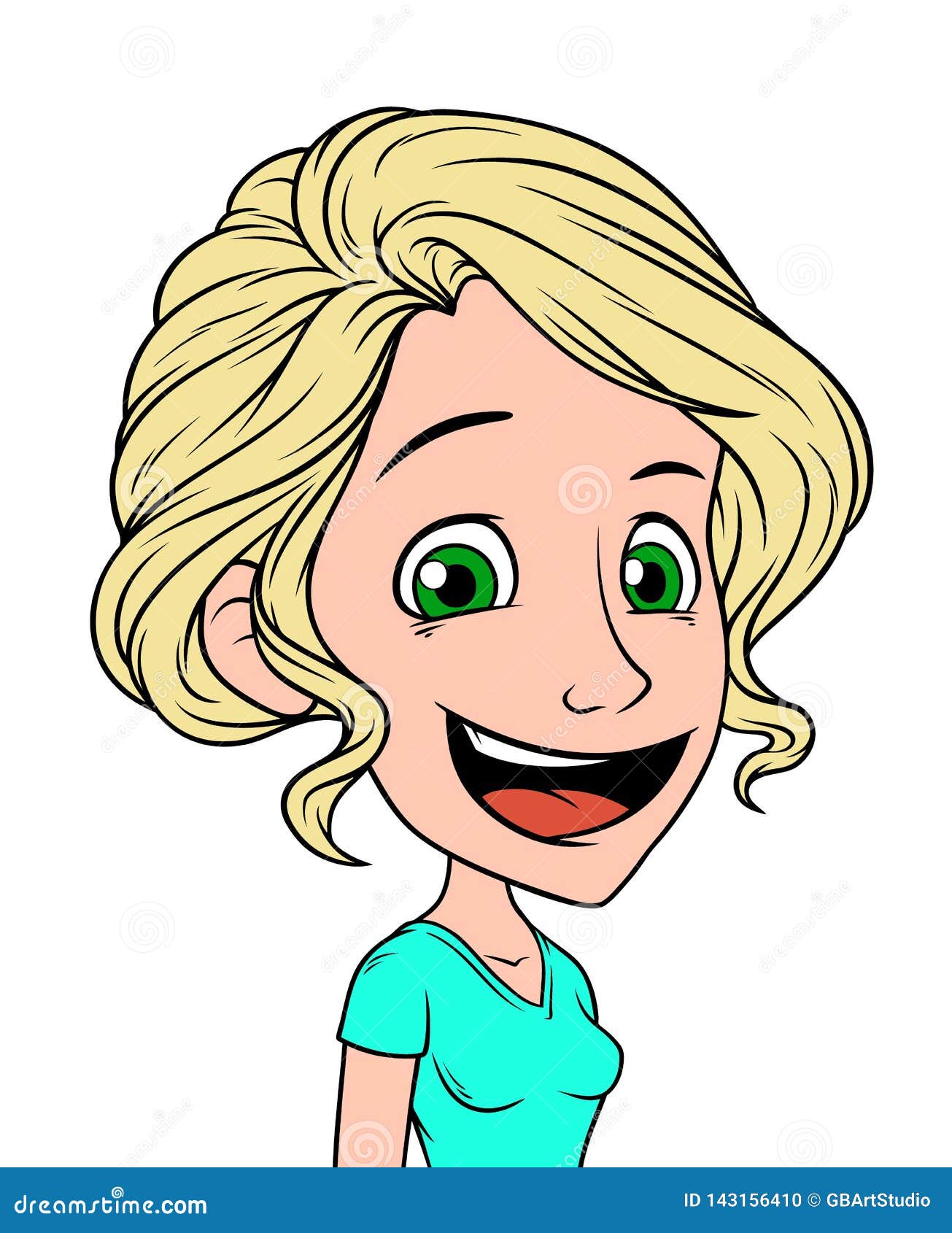 Cartoon Girl Character Portrait Vector Avatar Stock Vector Illustration Of Isolated Happy